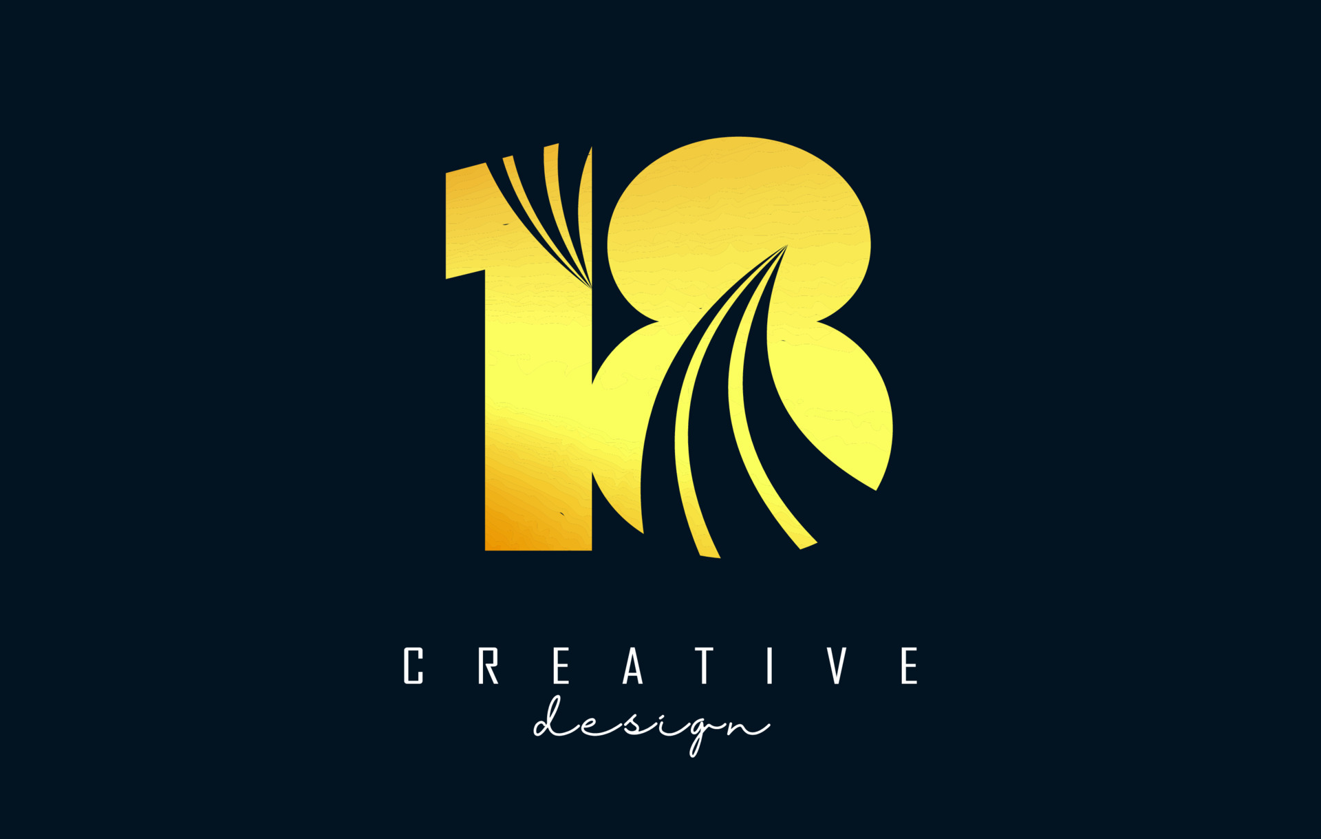 golden-creative-number-18-1-8-logo-with-leading-lines-and-road-concept