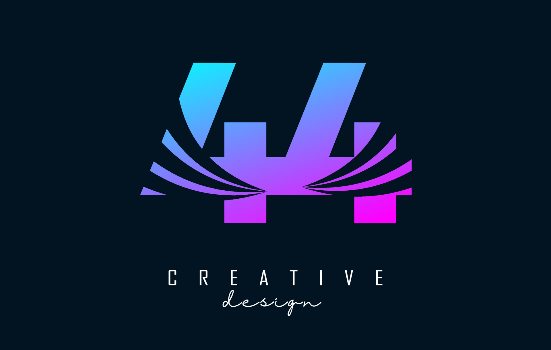 Colorful Creative number 44 4 logo with leading lines and road concept design. Number with ...