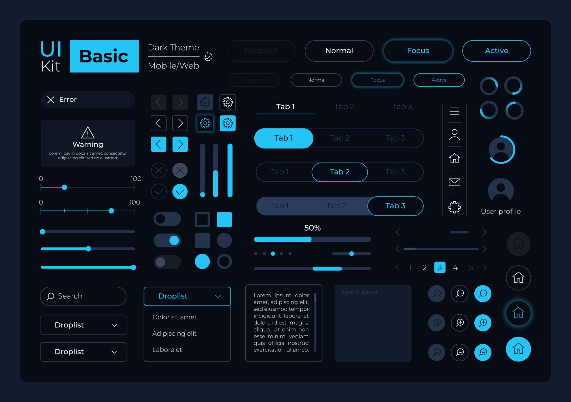 Basic System Management Ui Elements Kit Editable Isolated Vector Components Navigation Menu