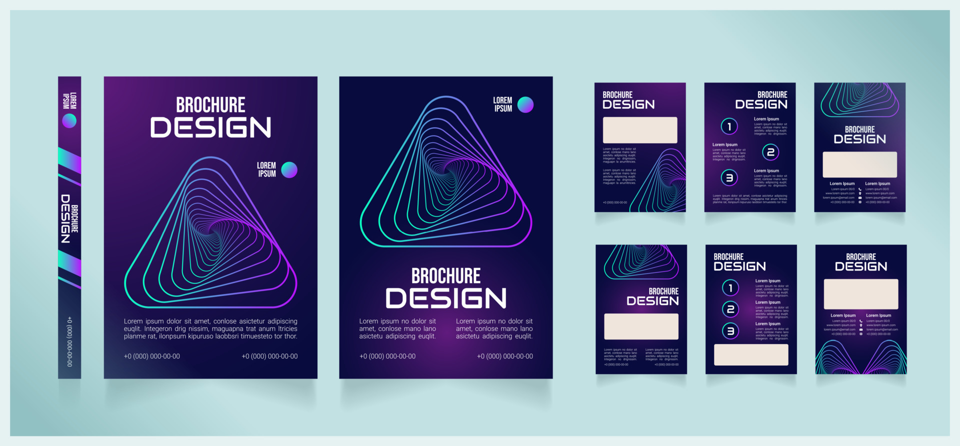 Cyberspace Technology Development Blank Brochure Design Template Set