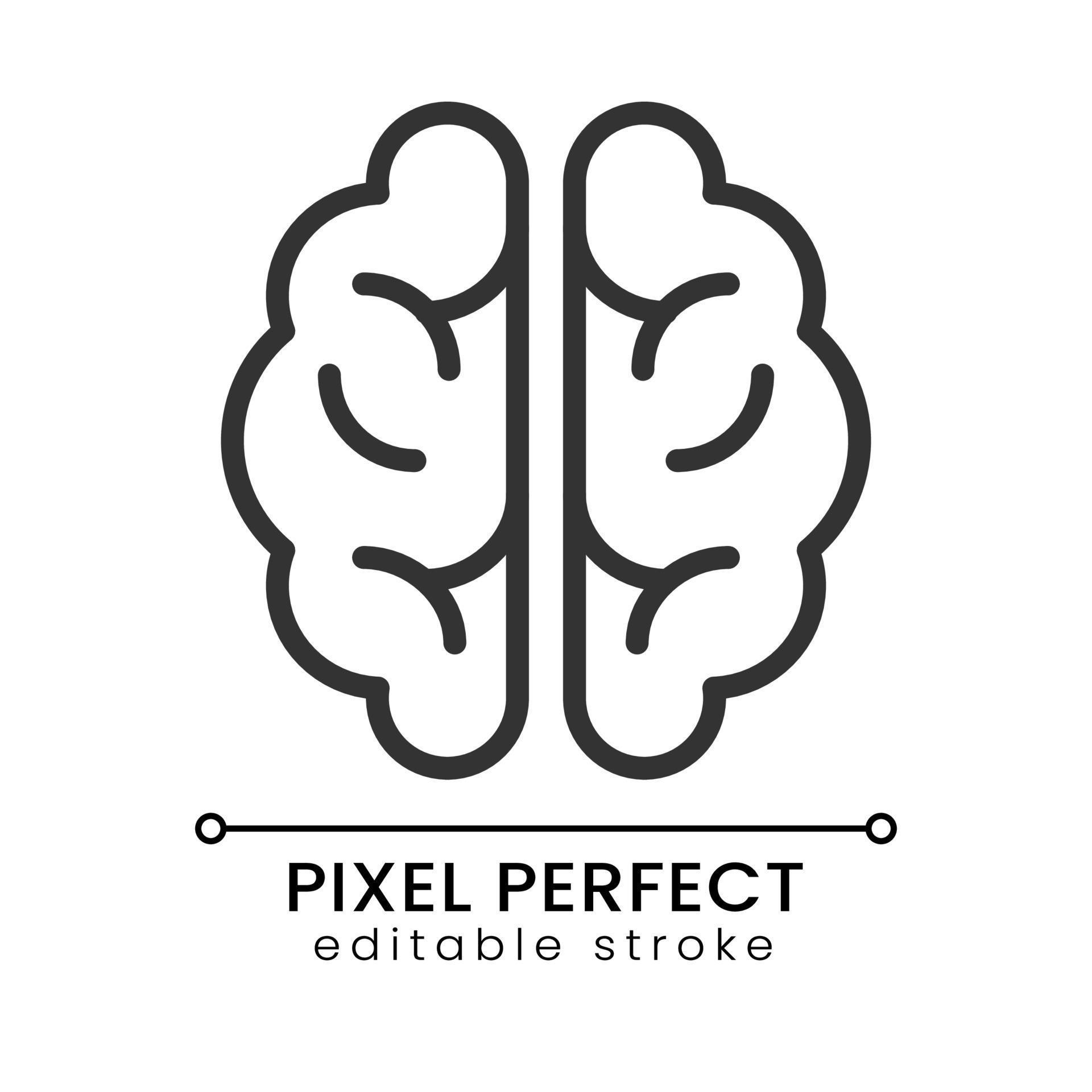 Human Brain Pixel Perfect Linear Icon Central Nervous System Memory And Thinking Control Organ