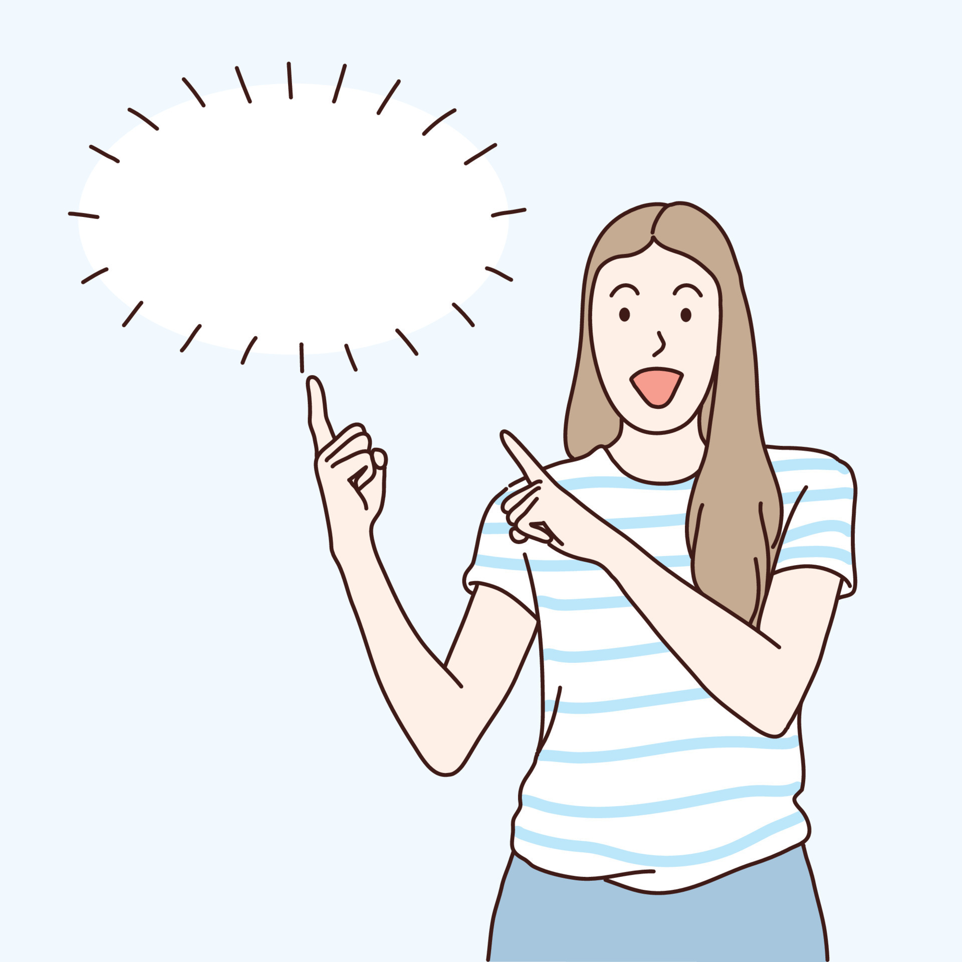 Woman is pointing at something, Vector design and illustration ...