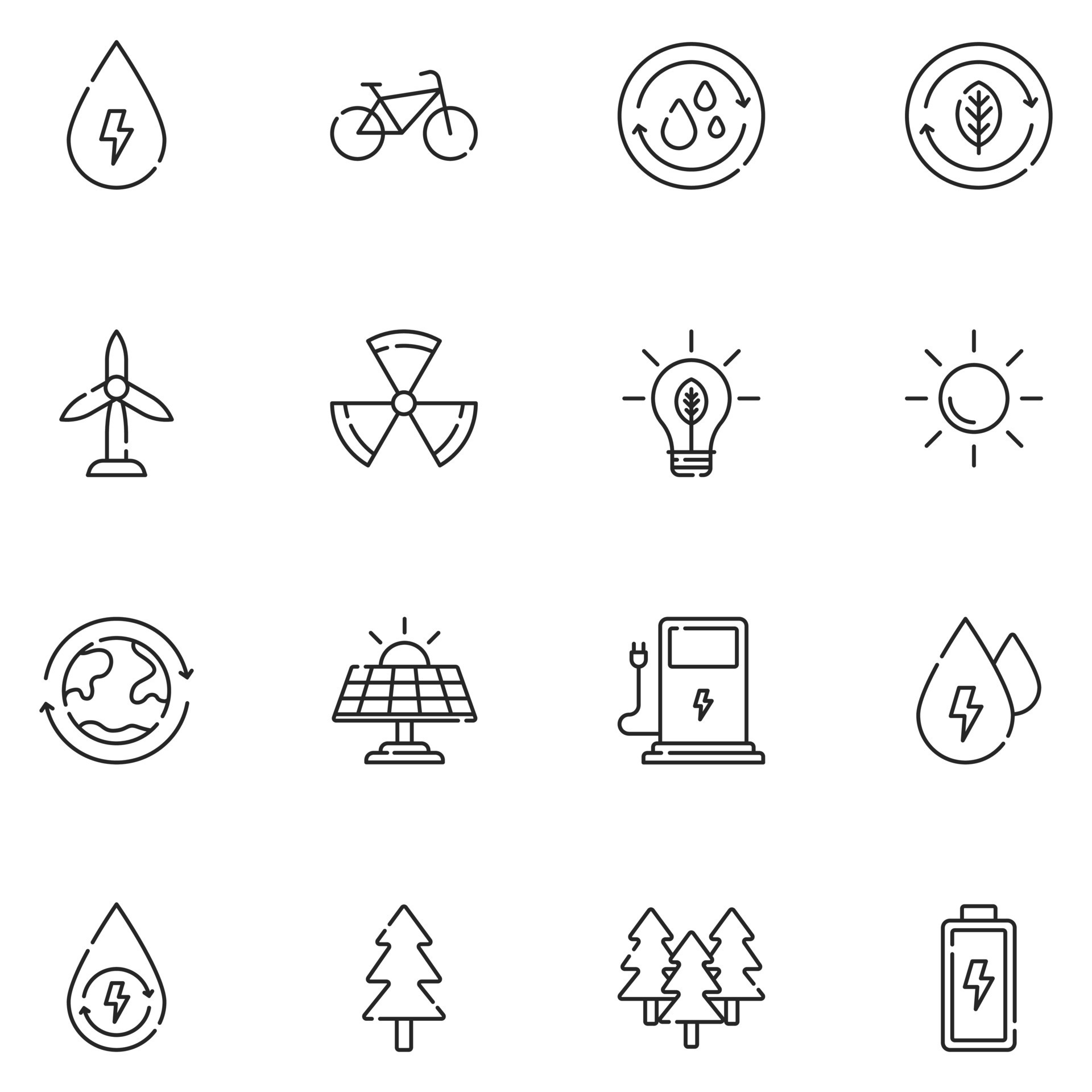 vector de conjunto de iconos de línea ecológica 12758623 Vector en Vecteezy