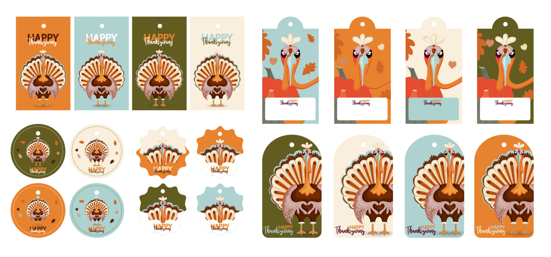 Happy Thanksgiving autumn set. Vector illustration. Thanksgiving ...