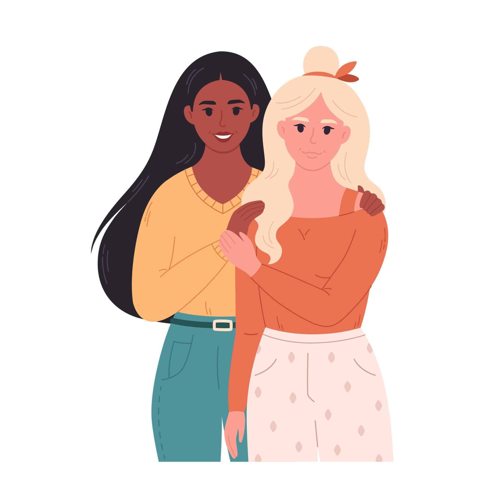 Lesbian Couple Hugging And Smiling Sweetheart Couple Together Lgbt