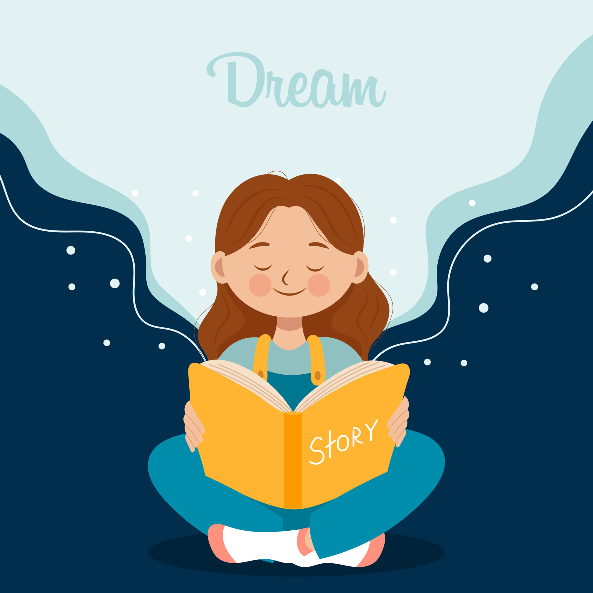 linda niña con un libro está soñando en el fondo de la noche ... linda niña con un libro está soñando en el fondo de la noche ...