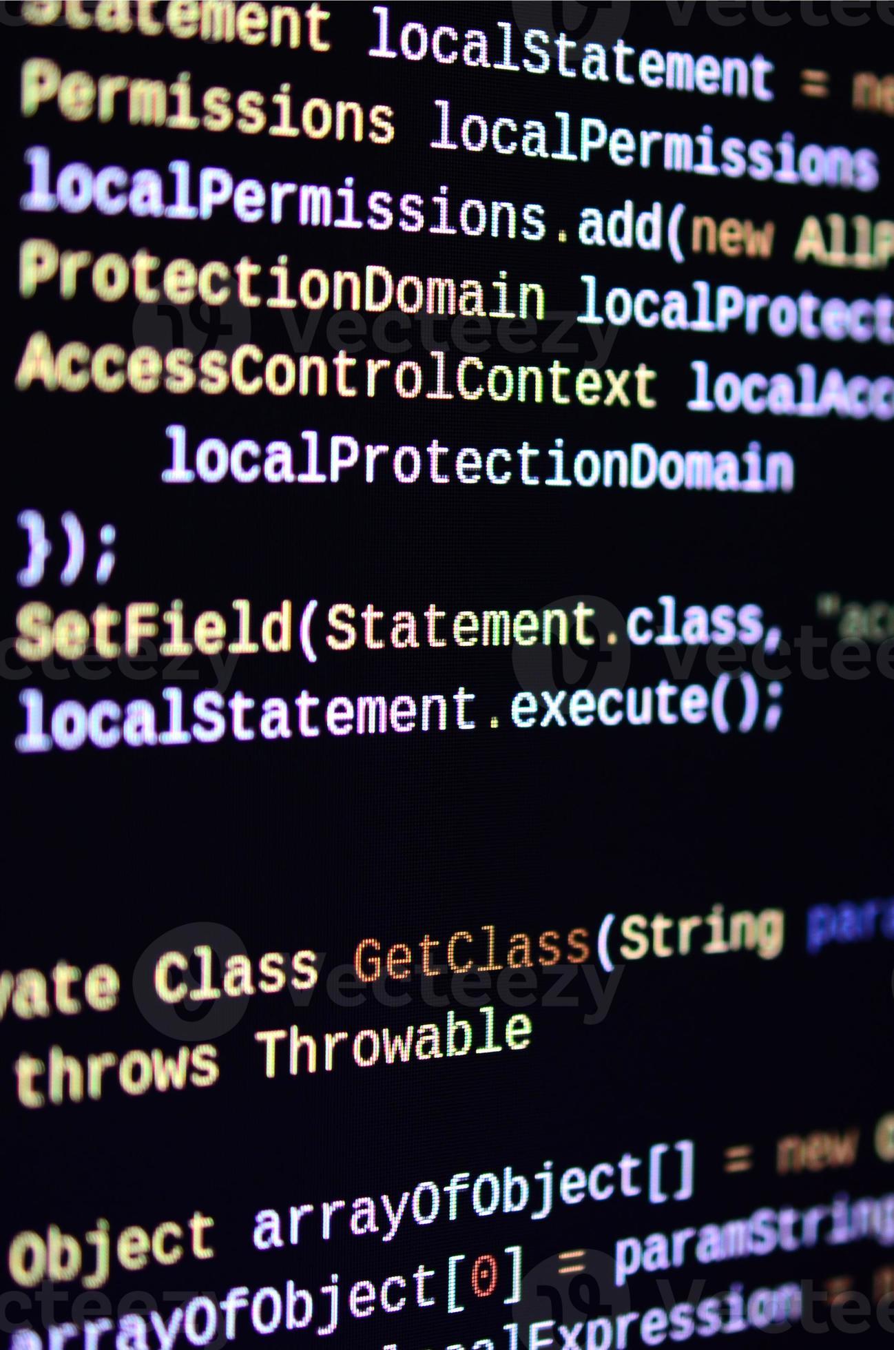 Macro shot of the command line on the monitor of the office computer ...