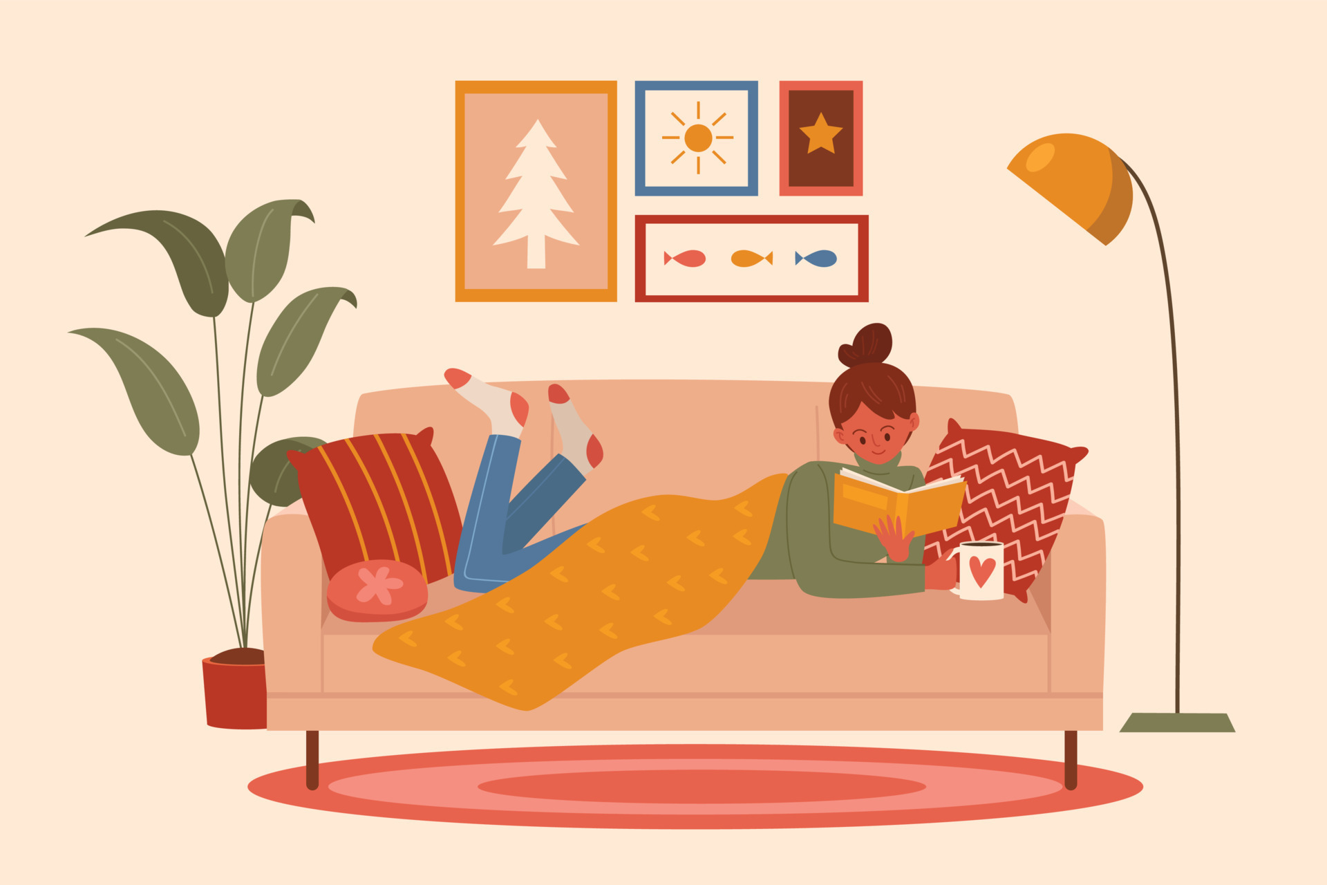 Young Woman Lying On Sofa 12773840 Vector Art At Vecteezy