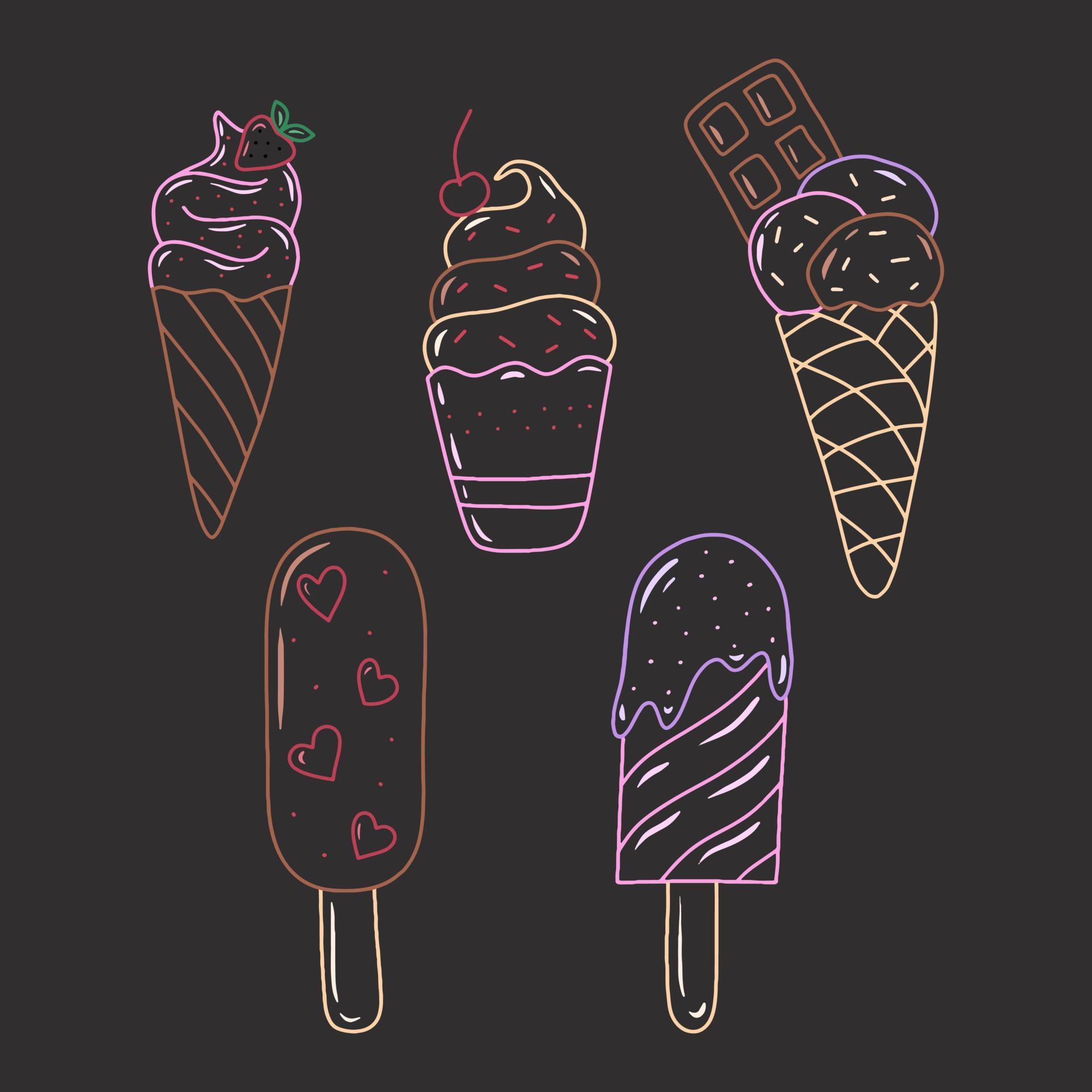 Doodle Hand Drawn Ice Cream Vector Isolated Illustration 12776183