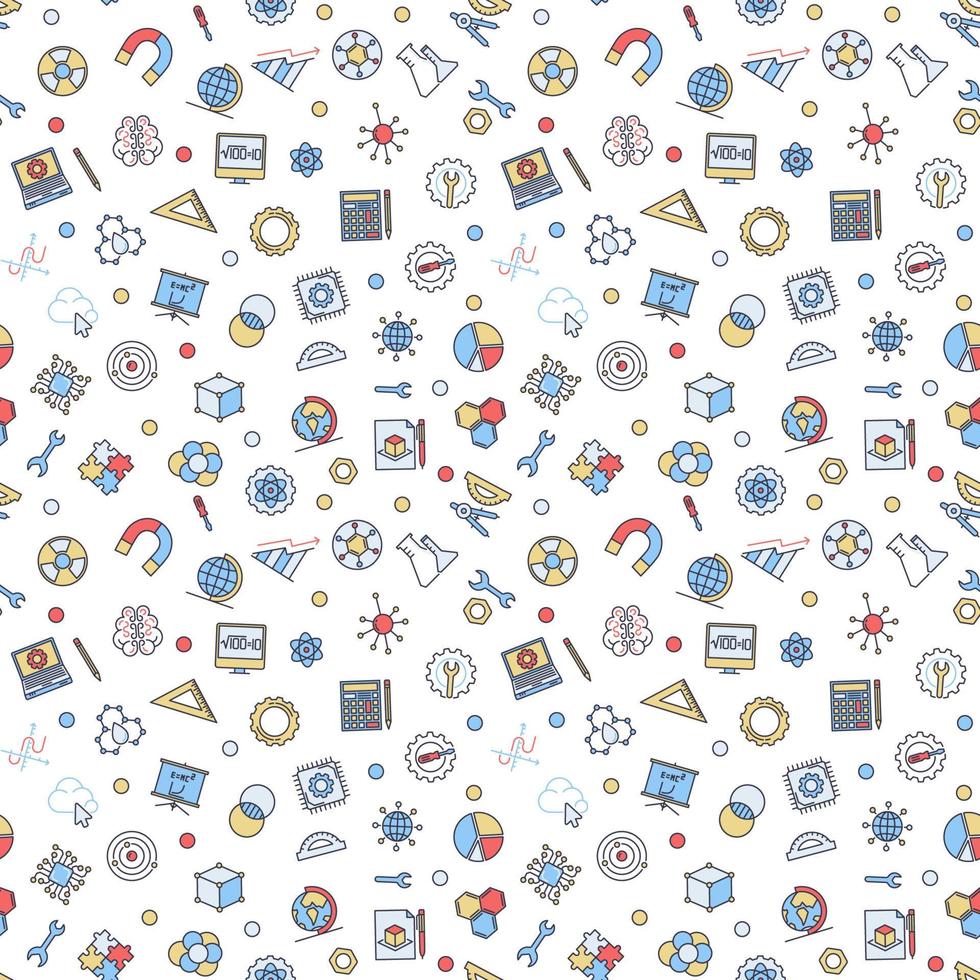 Stem Science And Math Vector Concept Colored Seamless Pattern 12777410 Vector Art At Vecteezy