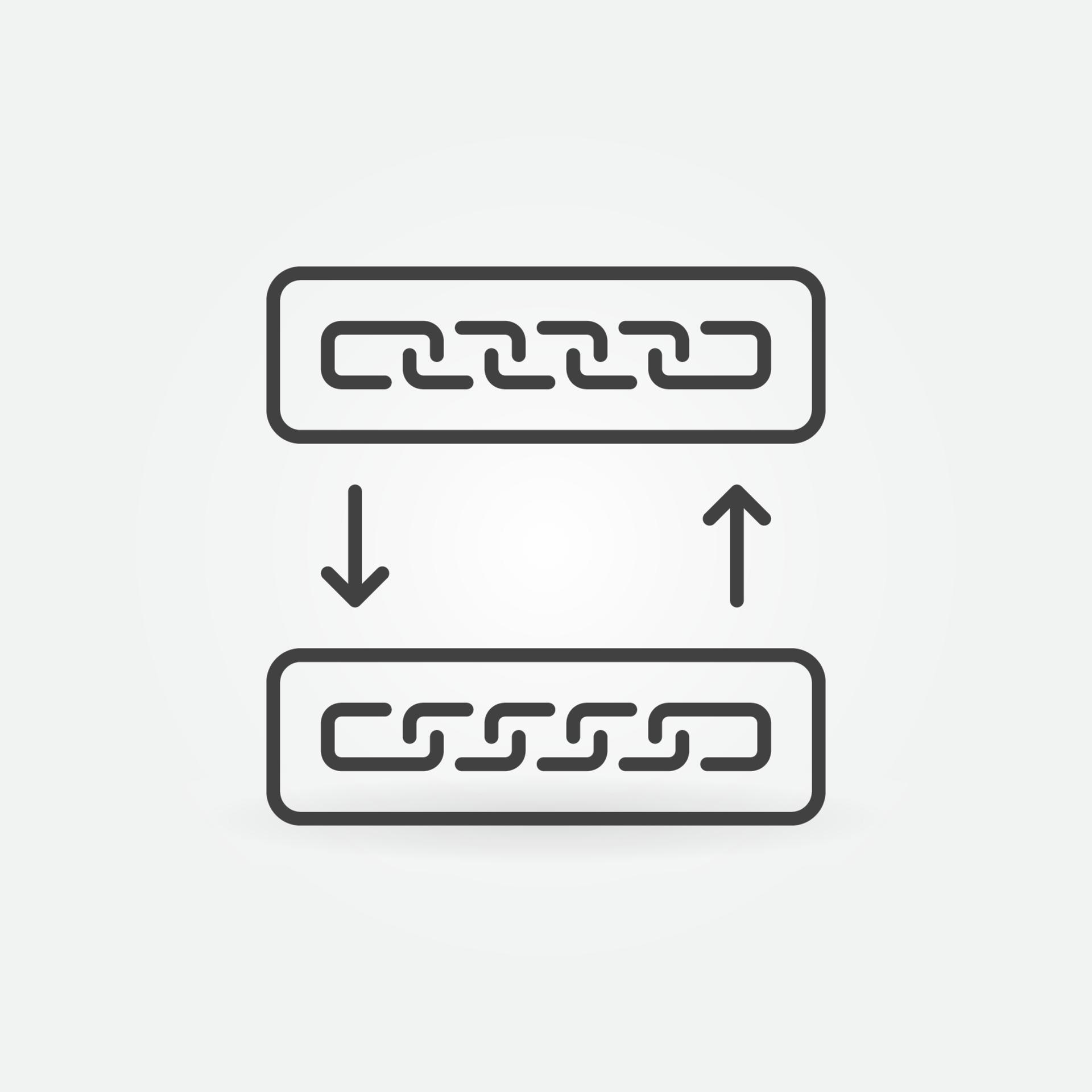 Chain In Blocks With Arrows Vector Blockchain Outline Icon 12777851