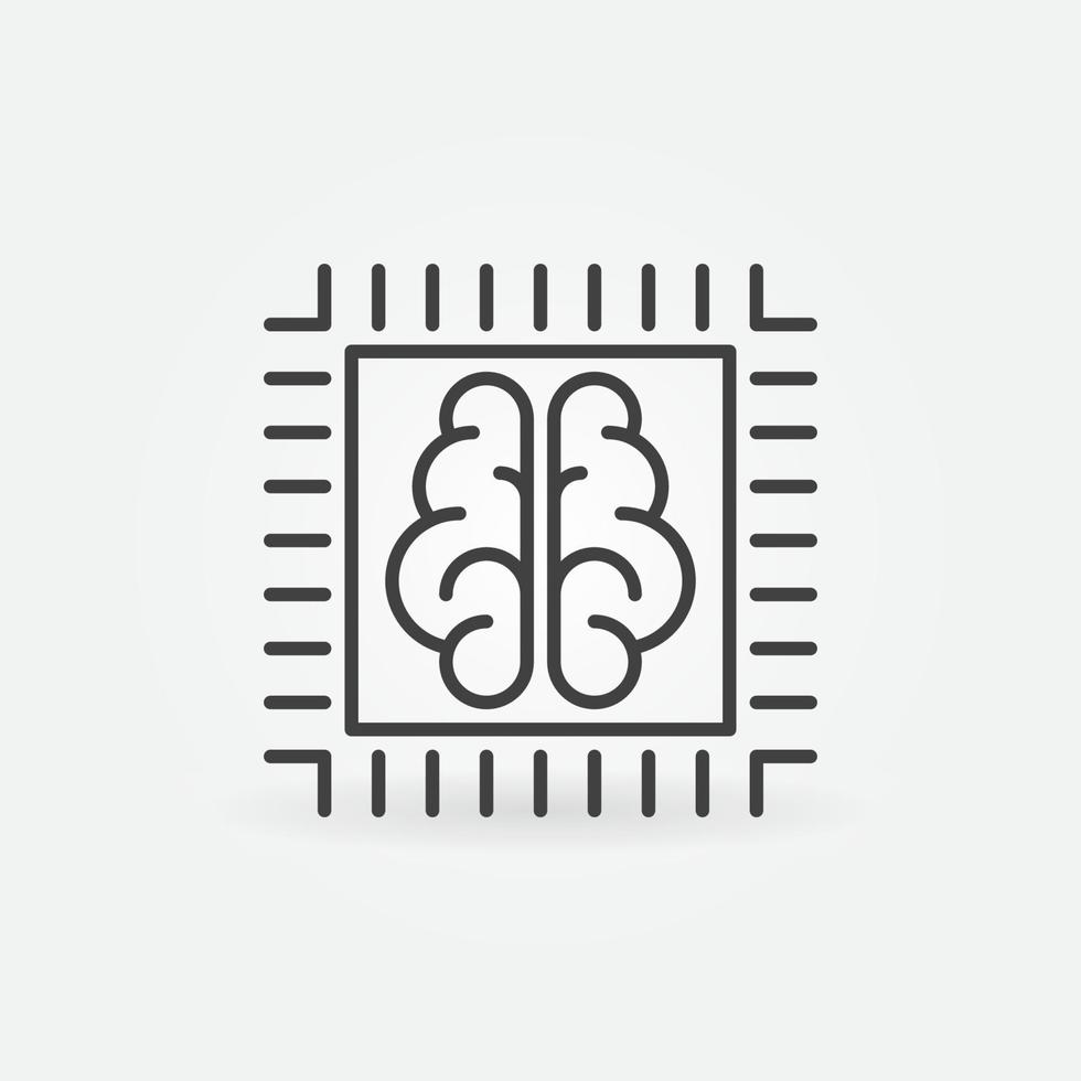 Ai Processor Cpu With Brain Outline Icon Vector Concept Symbol 12777862 Vector Art At Vecteezy