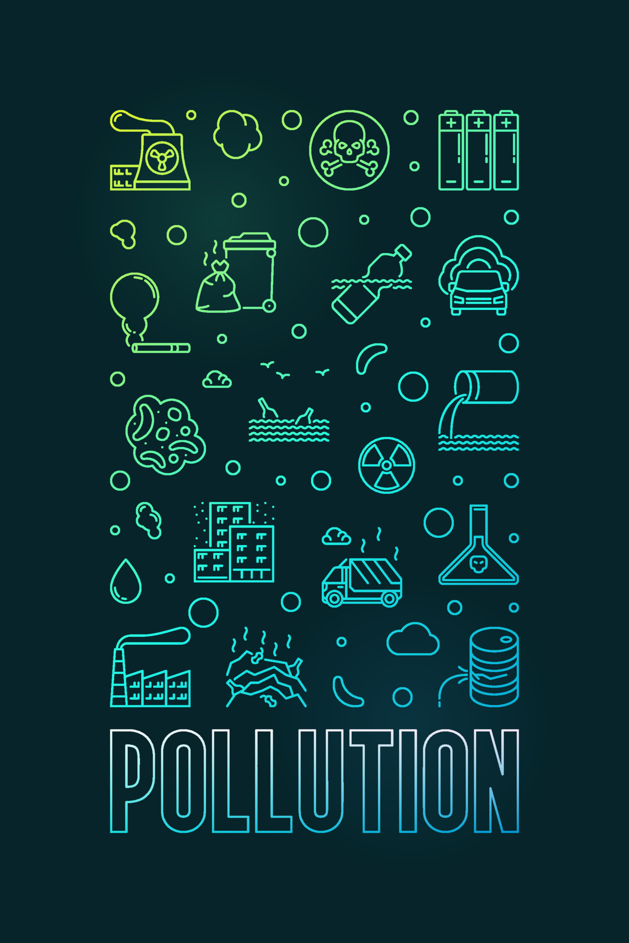 Stop Pollution outline vertical creative Frame. Vector illustration ... Stop Pollution outline vertical creative Frame. Vector illustration ...