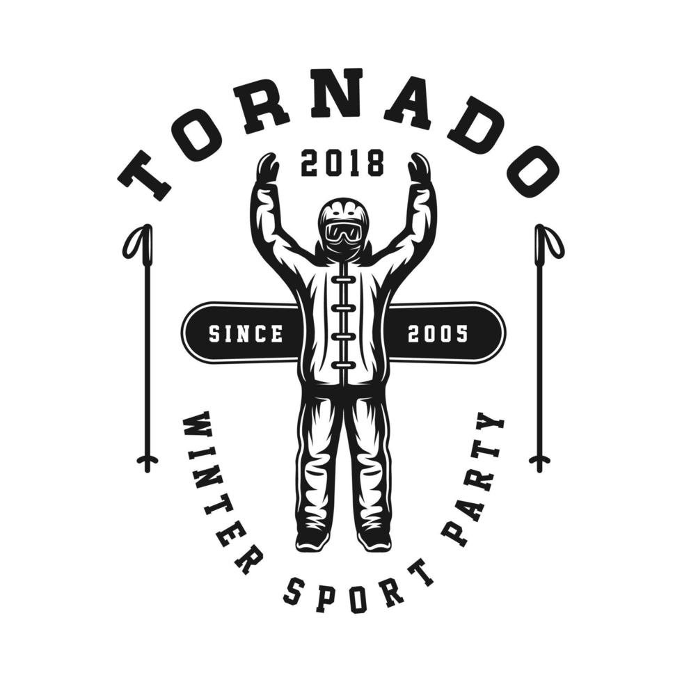 deporte de invierno retro vintage snowboard de esquí o emblema de ...