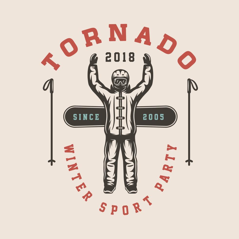 Vintage retro winter sport ski snowboard or adventure emblem, logo ...