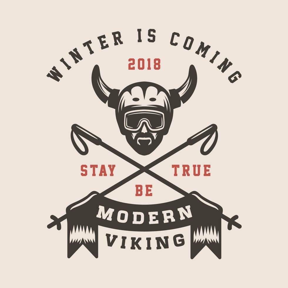 Vintage retro winter sport ski snowboard or adventure emblem, logo ...