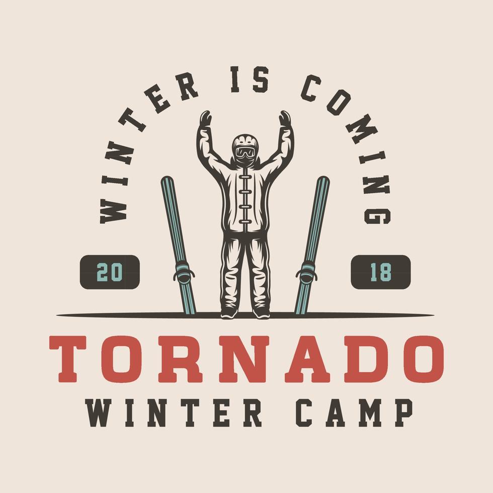 Vintage retro winter sport ski snowboard or adventure emblem, logo ...