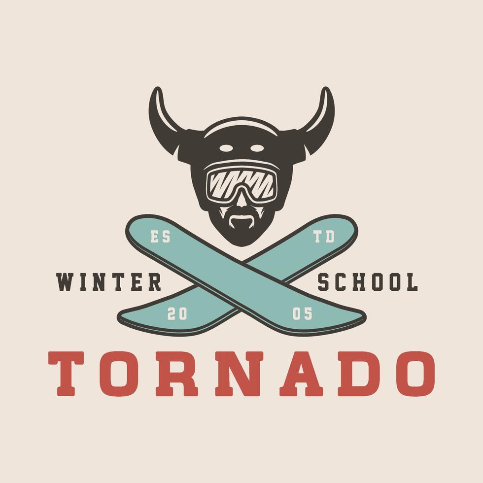Vintage retro winter sport ski snowboard or adventure emblem, logo ...