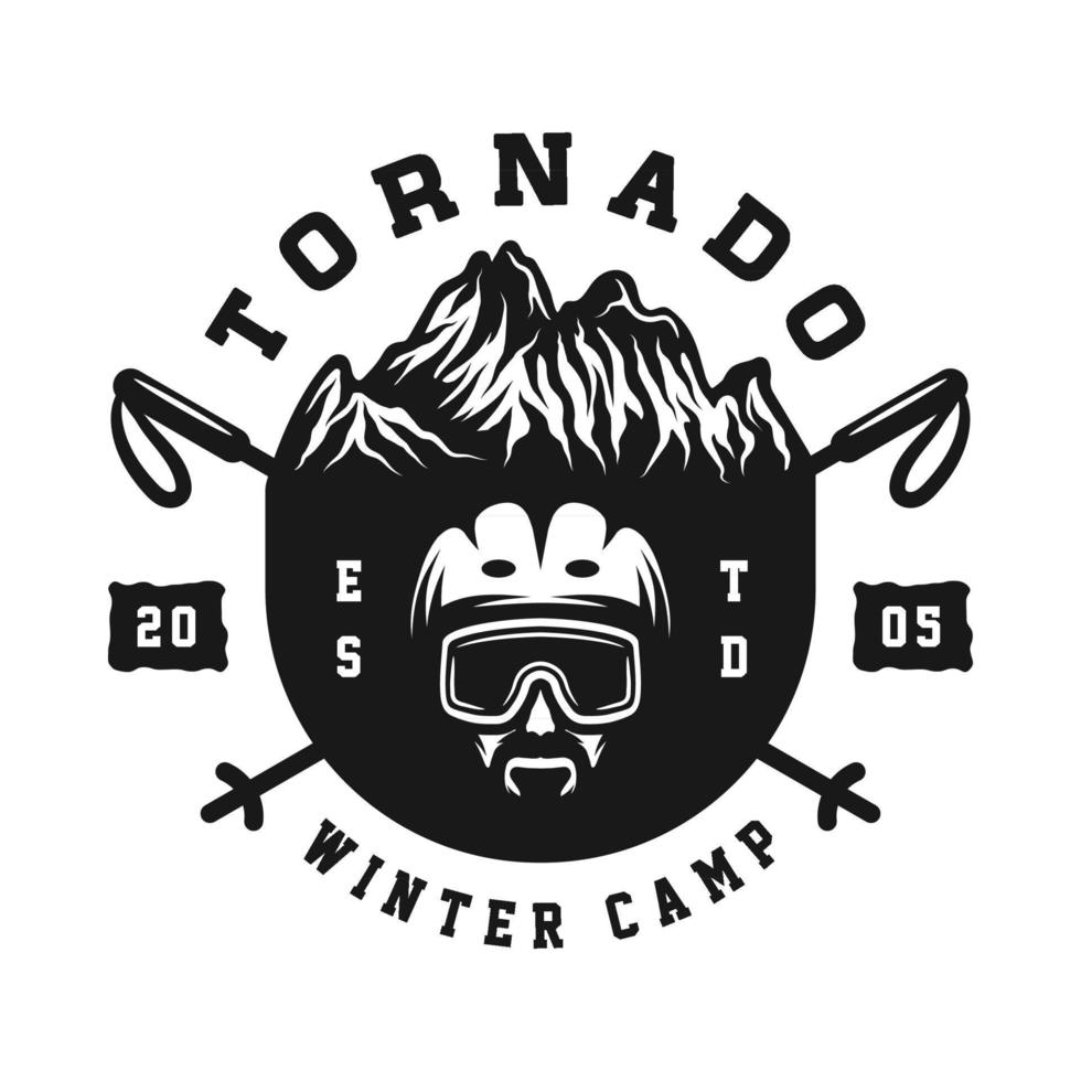 Vintage retro winter sport ski snowboard or adventure emblem, logo ...