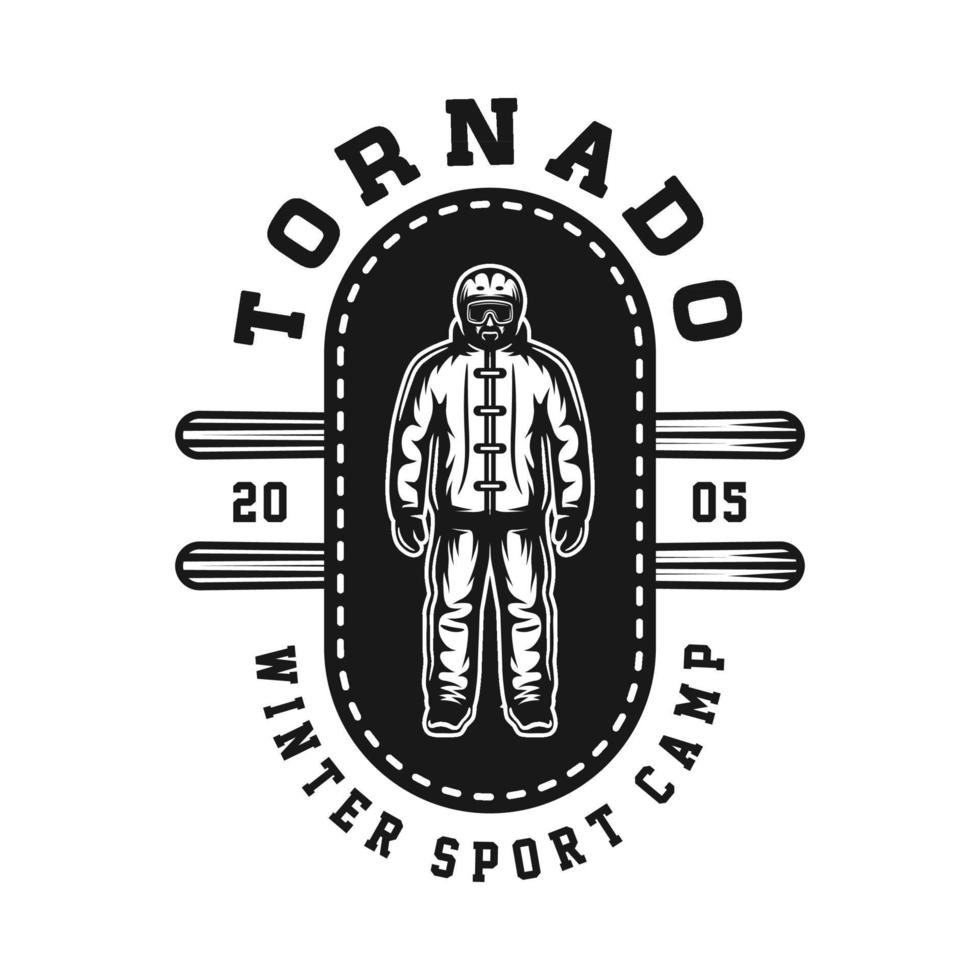 Vintage retro winter sport ski snowboard or adventure emblem, logo ...