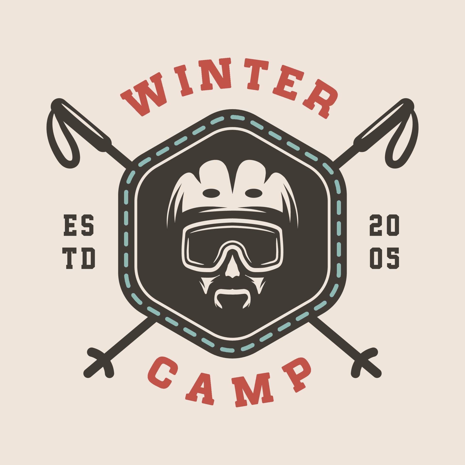 Vintage retro winter sport ski snowboard or adventure emblem, logo ...