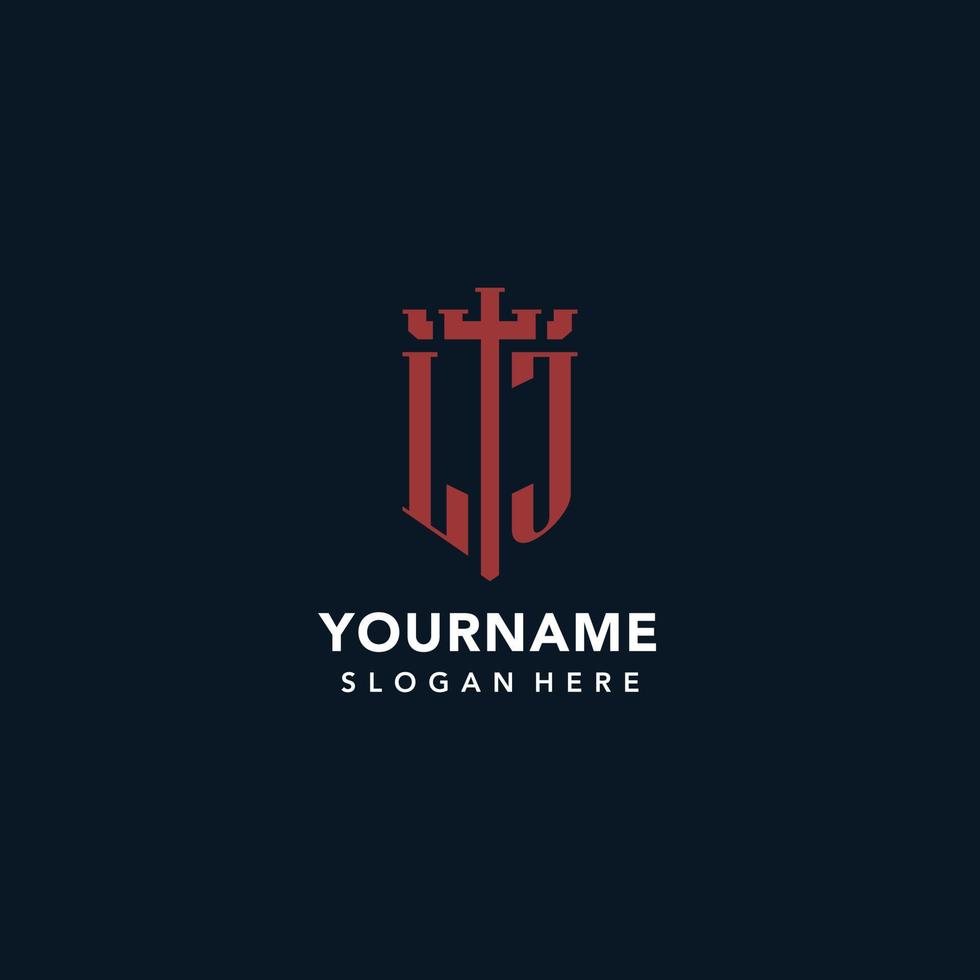 LJ initial monogram logos with sword and shield shape design 12779507 Vector Art at Vecteezy