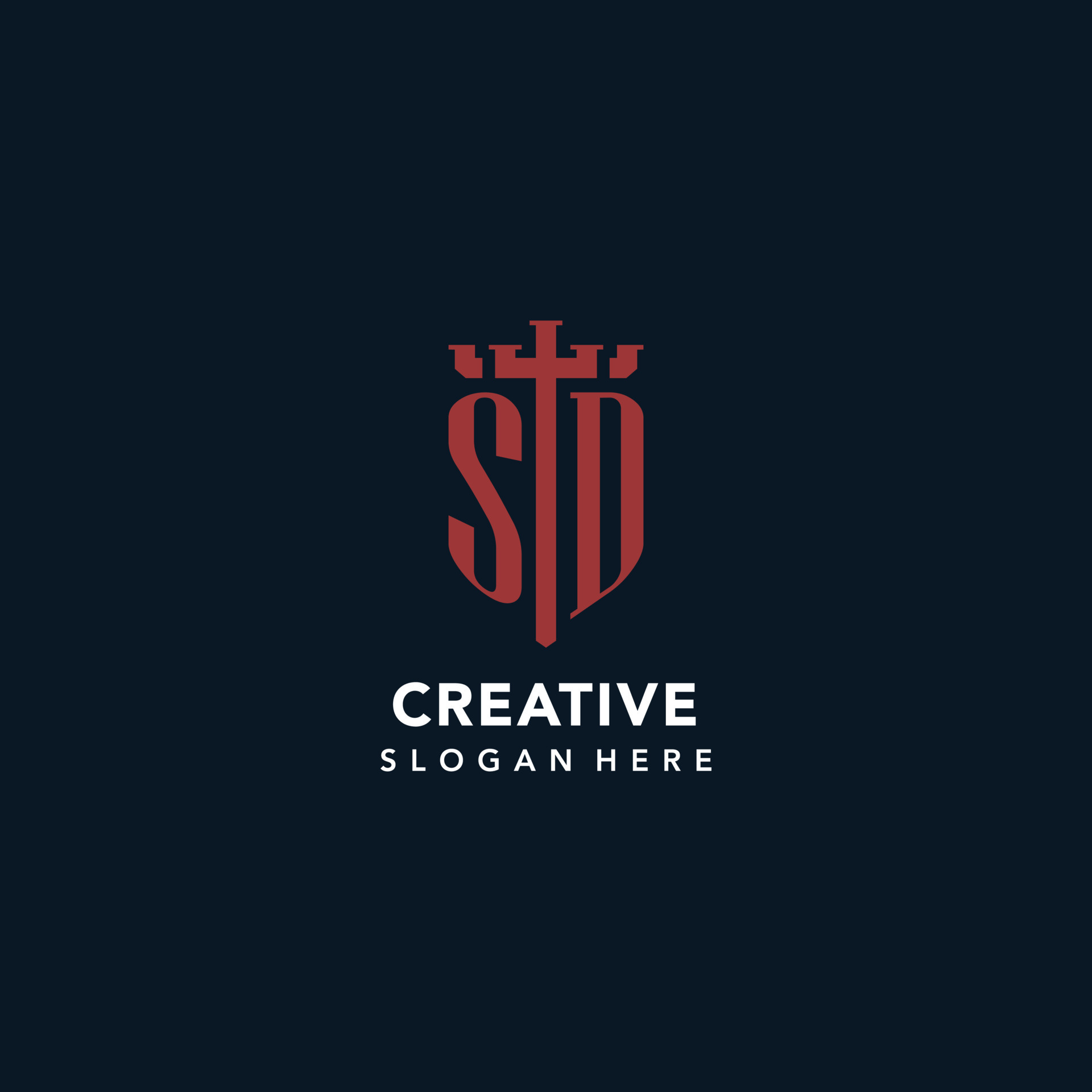 Sd Initial Monogram Logos With Sword And Shield Shape Design 12779710