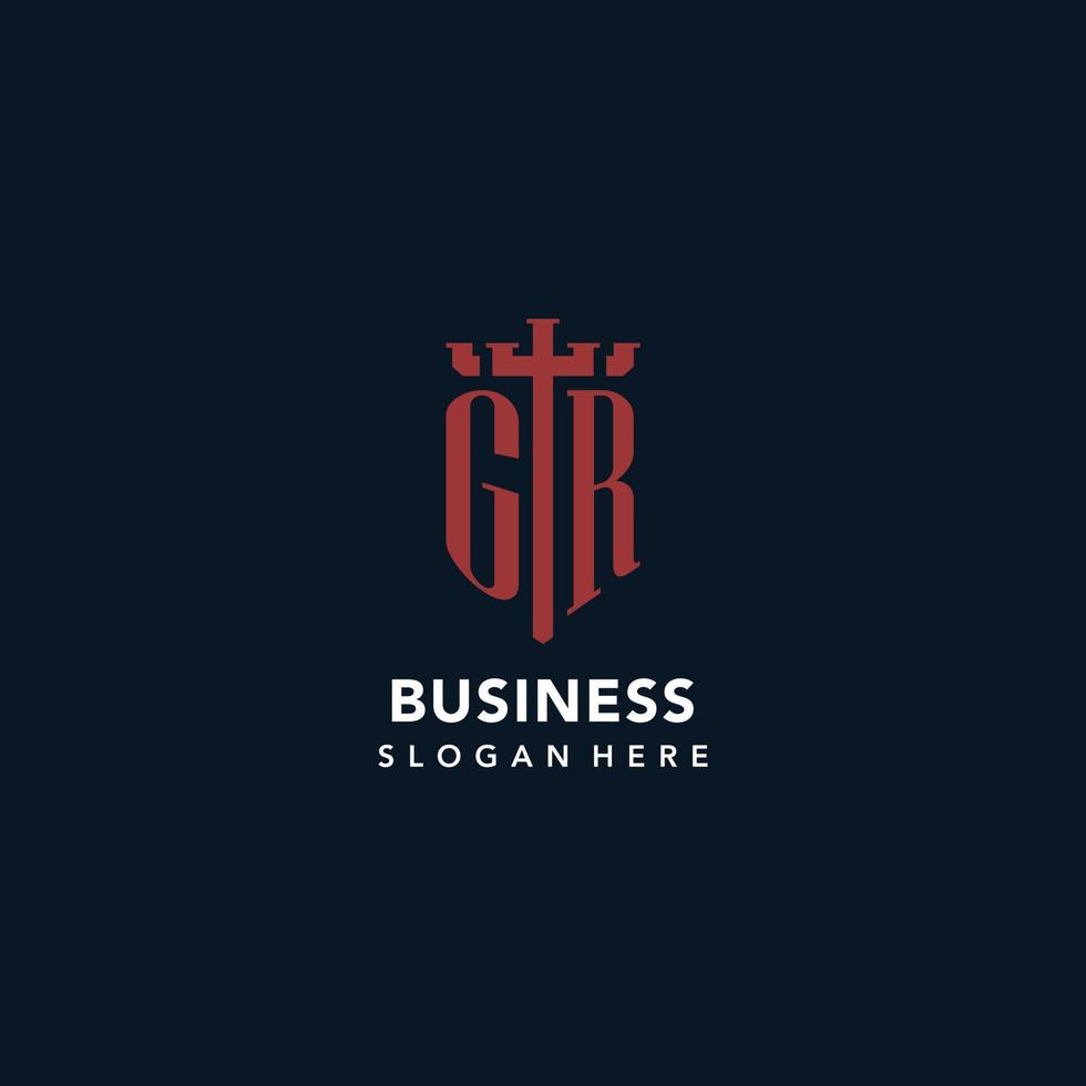 logotipos de monograma inicial gr con diseño de forma de espada y escudo 12779930 Vector en Vecteezy