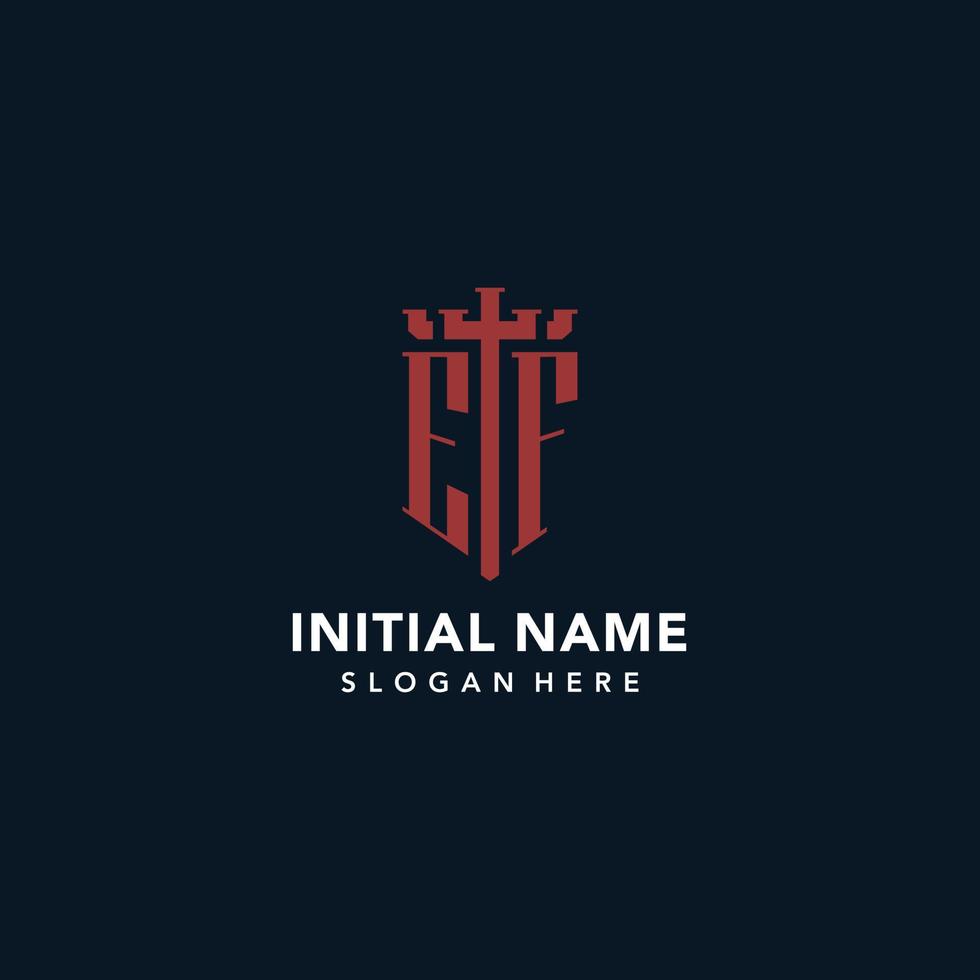 EF initial monogram logos with sword and shield shape design 12779975 Vector Art at Vecteezy