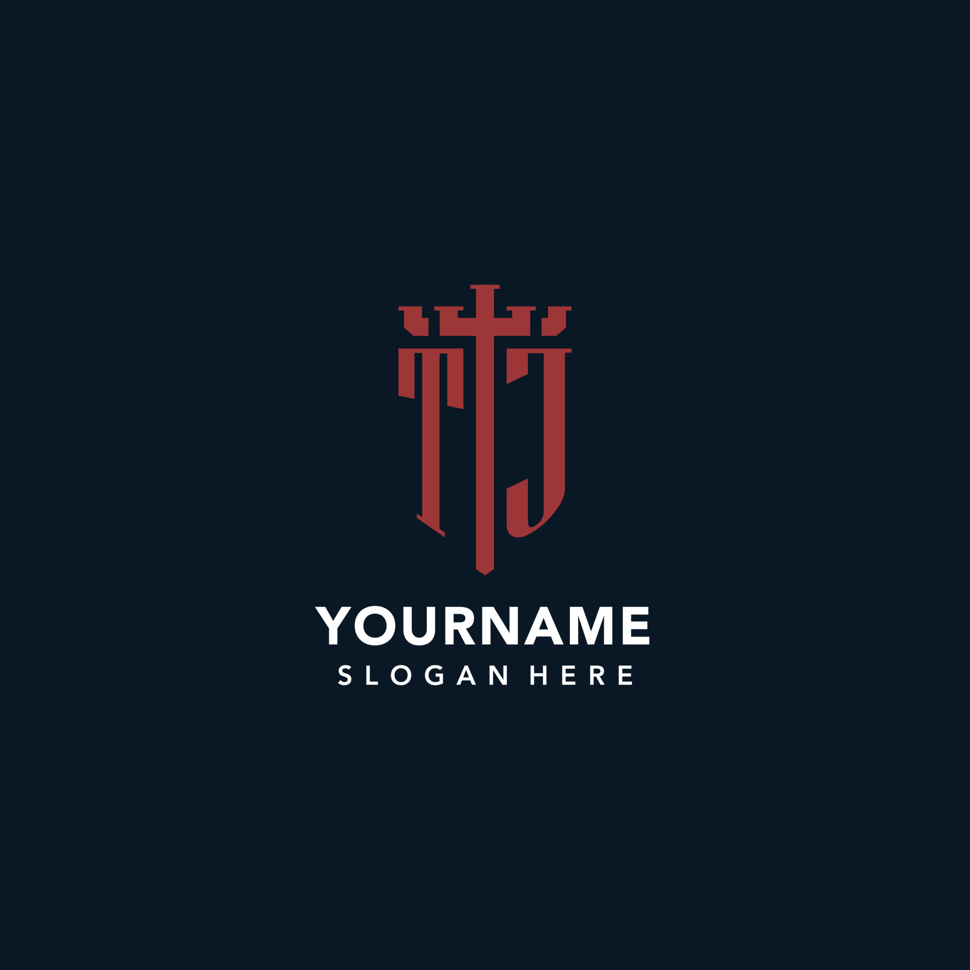 TJ initial monogram logos with sword and shield shape design 12780084 Vector Art at Vecteezy