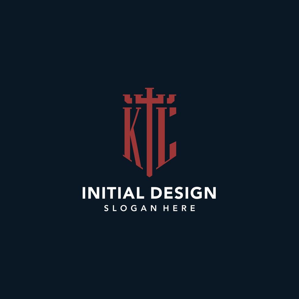 KL initial monogram logos with sword and shield shape design 12780213 Vector Art at Vecteezy