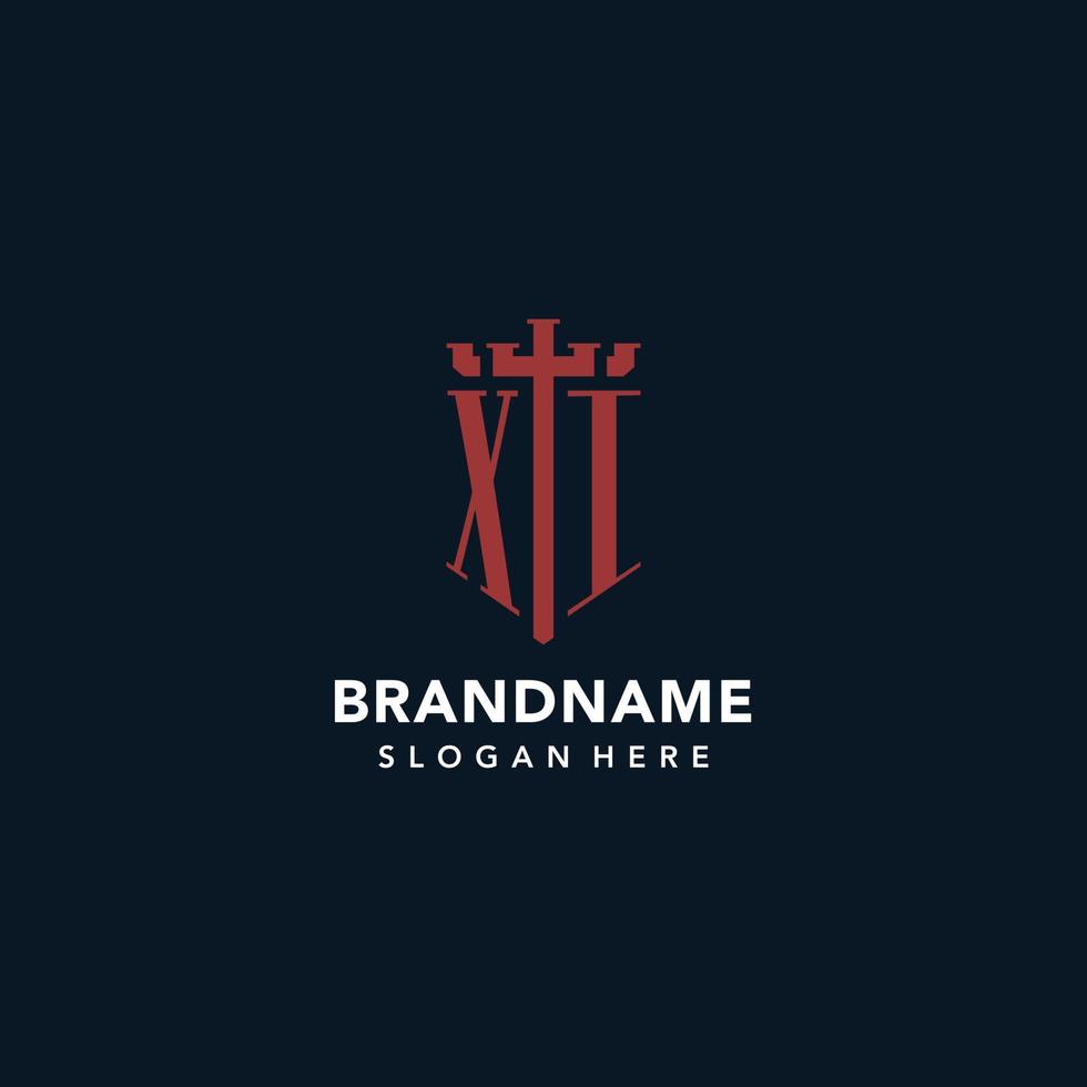 XI initial monogram logos with sword and shield shape design 12780225 Vector Art at Vecteezy