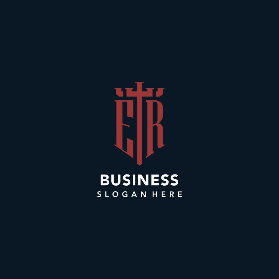 ER initial monogram logos with sword and shield shape design 12780476 Vector Art at Vecteezy