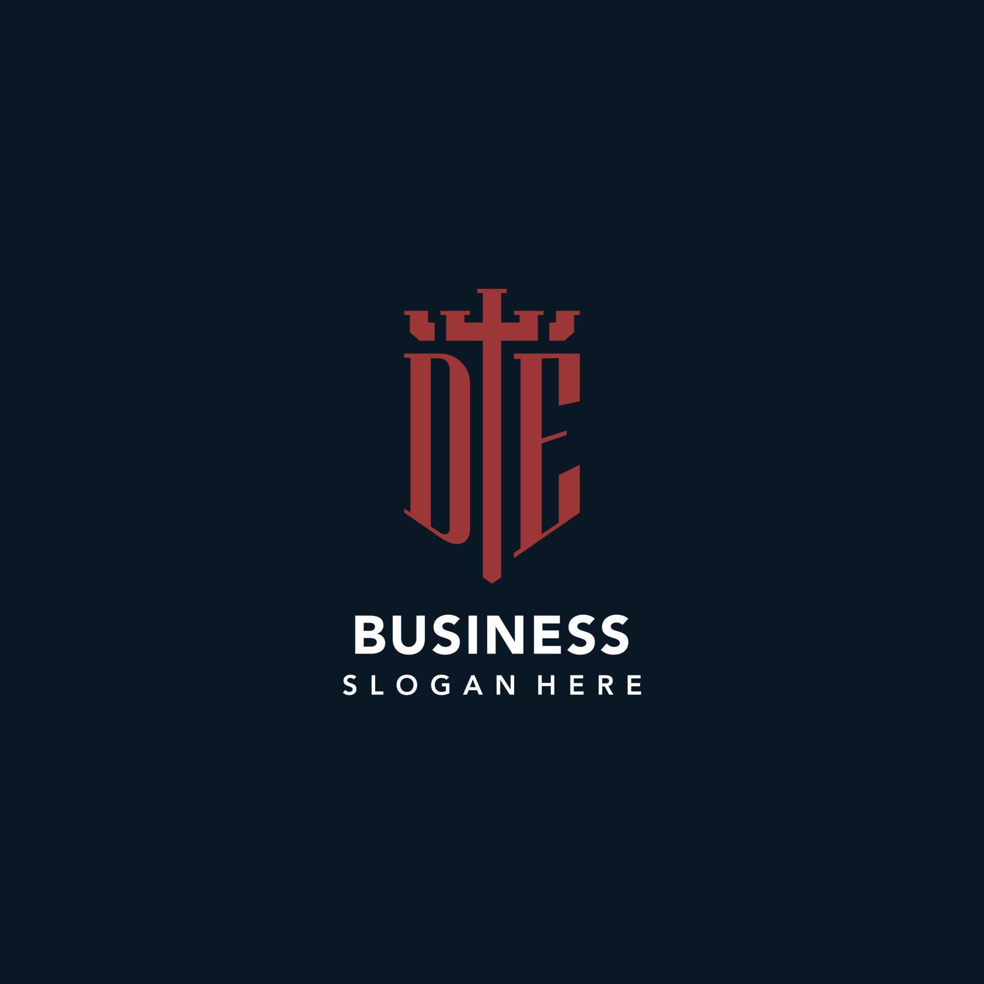 DE initial monogram logos with sword and shield shape design 12780845 Vector Art at Vecteezy