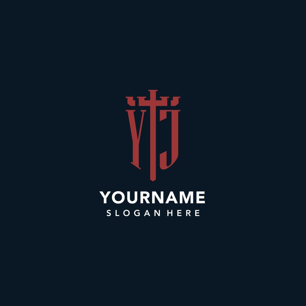 YJ initial monogram logos with sword and shield shape design 12781011 Vector Art at Vecteezy