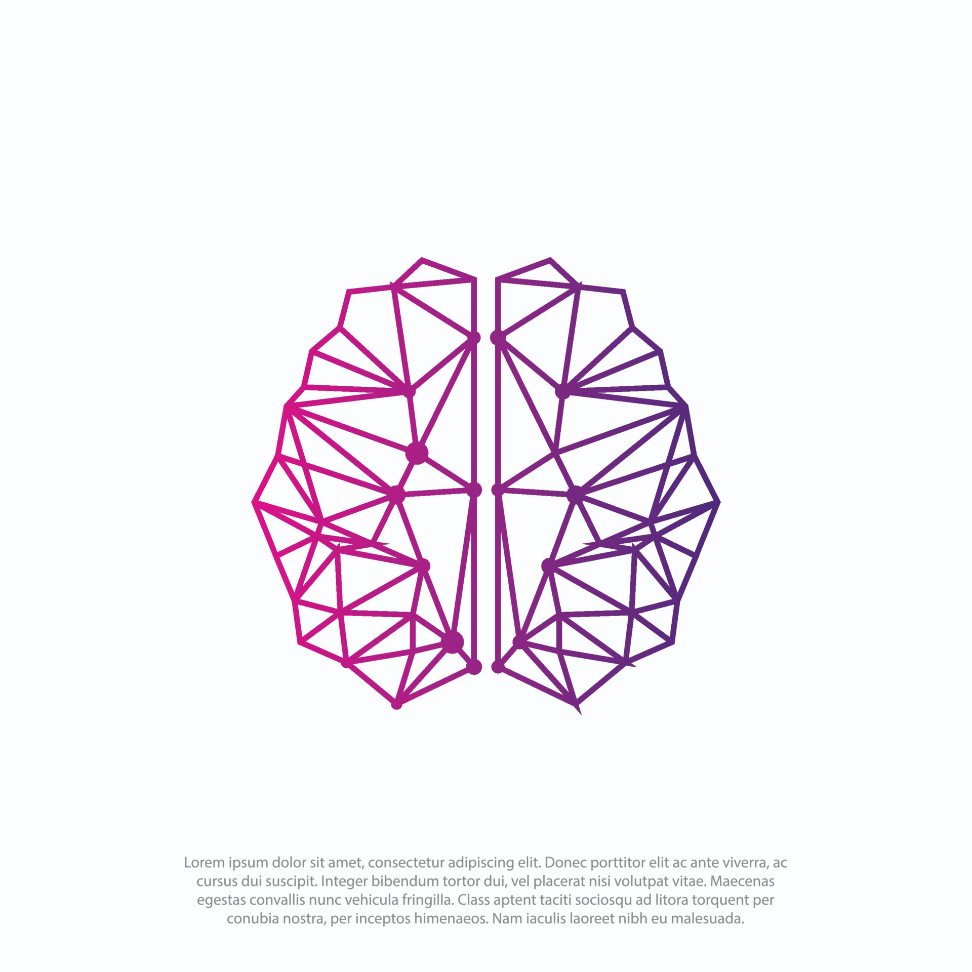 Vector human brain in low poly geometric abstract particles tech style ...