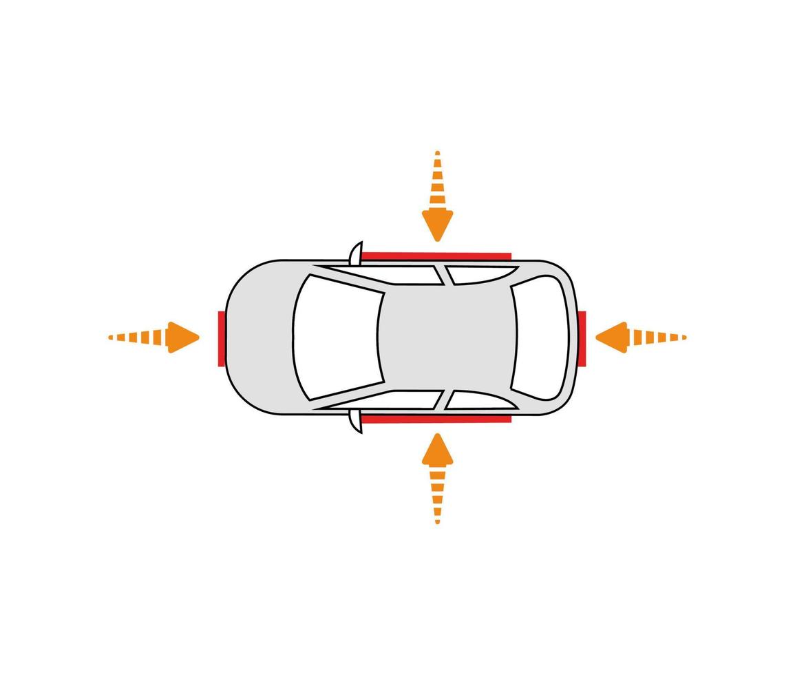 Vehicle Impact Sensor Arrows Car Accident Detection System Icon