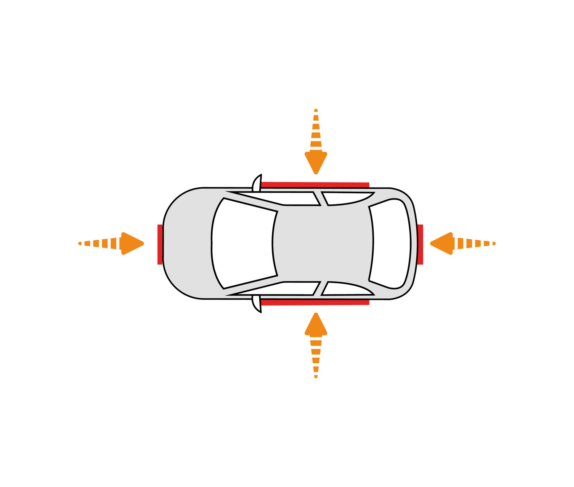 Vehicle Impact Sensor Arrows Car Accident Detection System Icon
