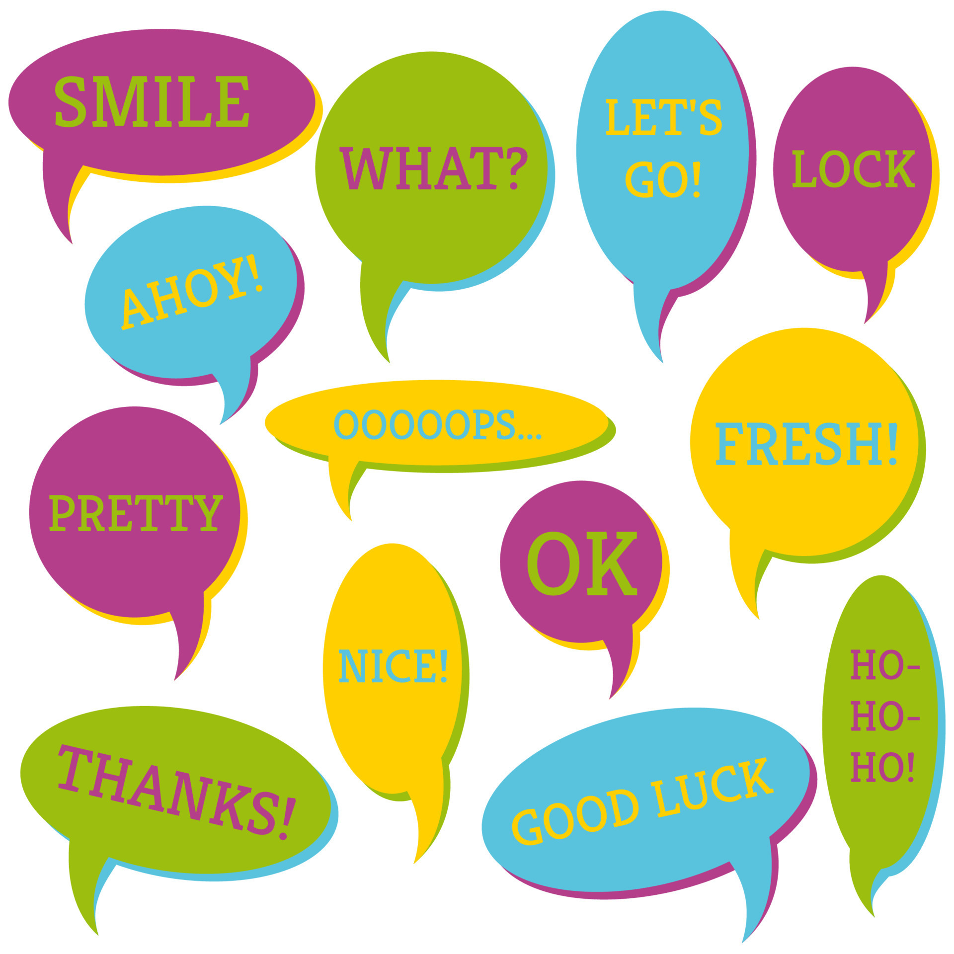 Set of speech bubbles on a white background with different inscriptions ...