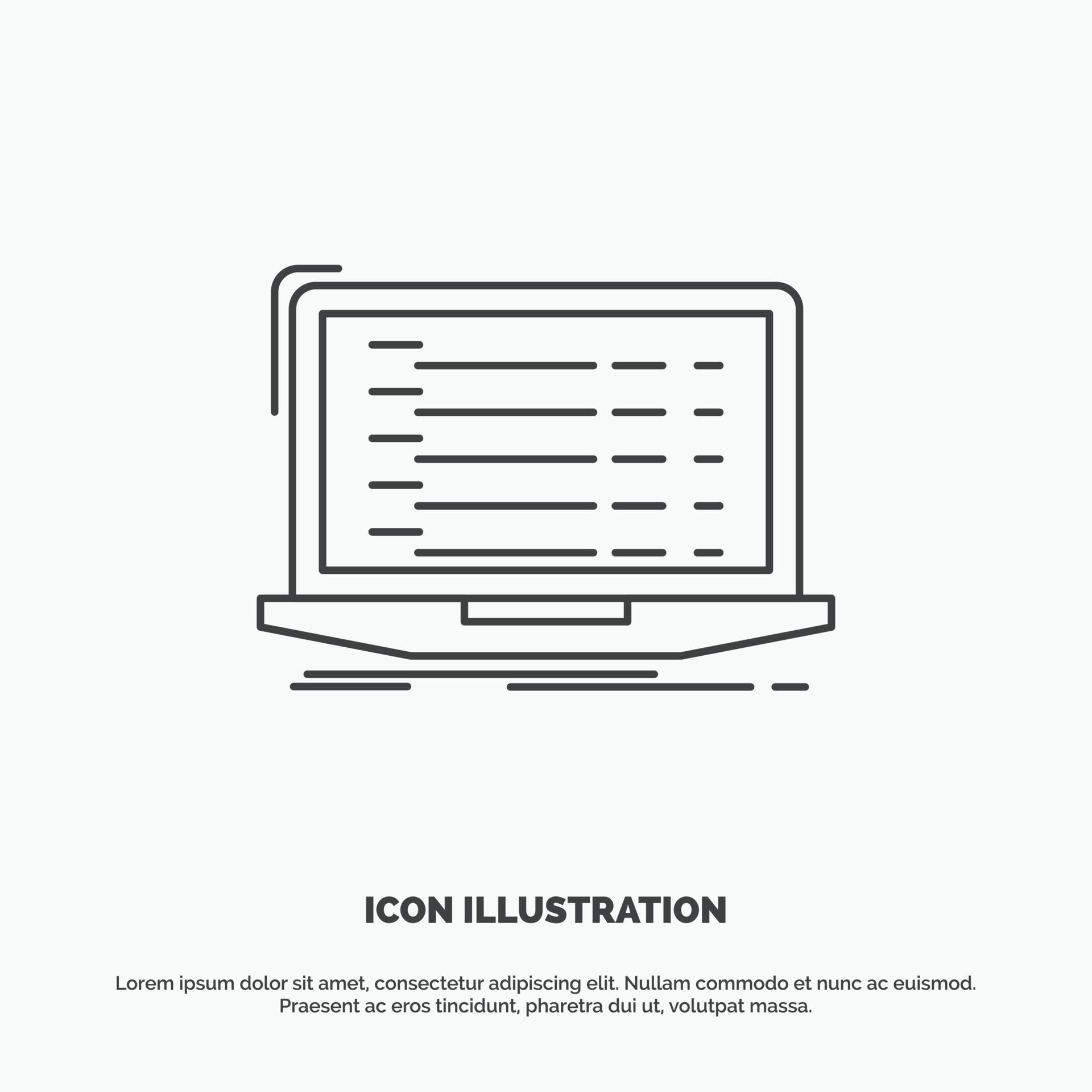 Api App Coding Developer Laptop Icon Line Vector Gray Symbol For Ui And Ux Website Or