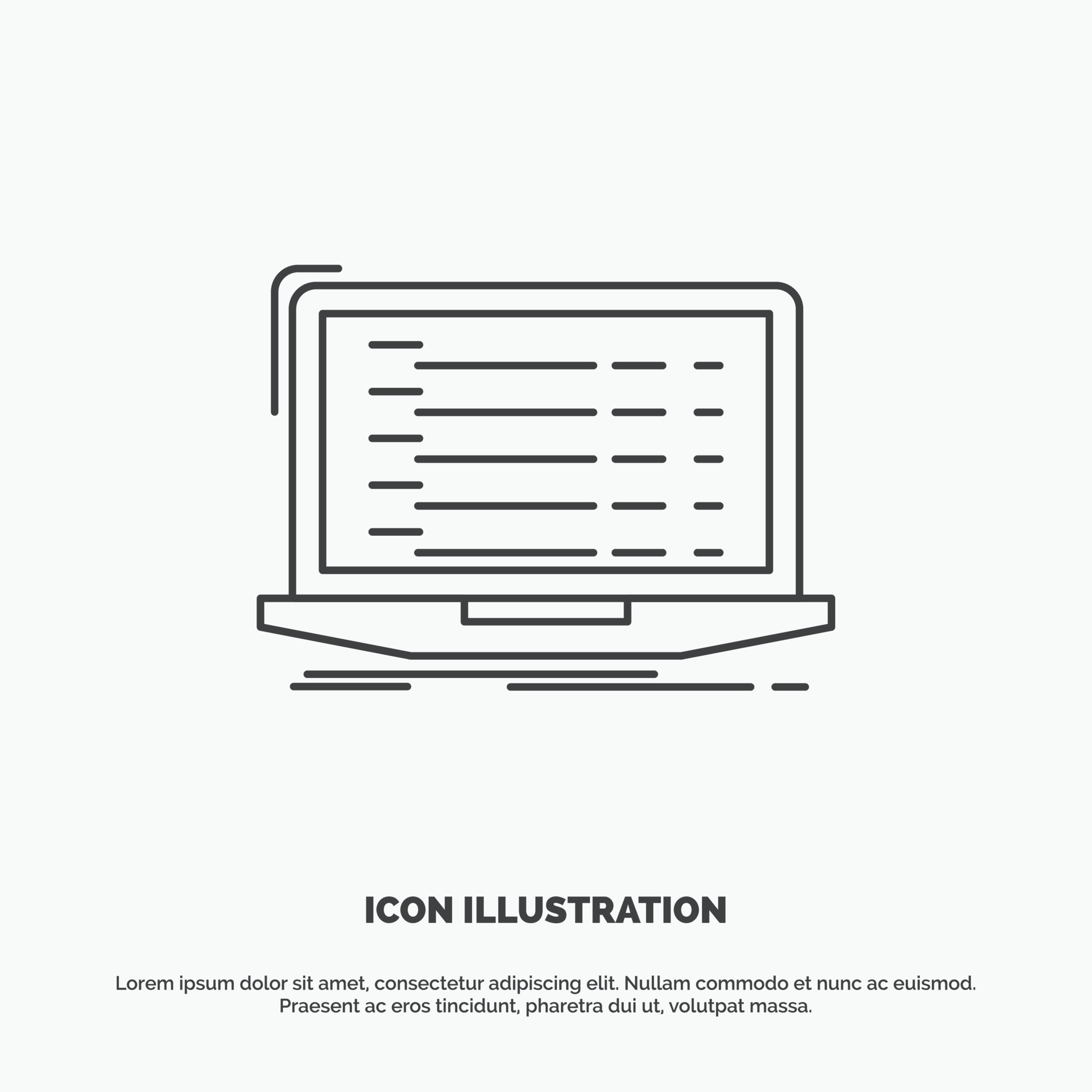 Api App Coding Developer Laptop Icon Line Vector Gray Symbol For