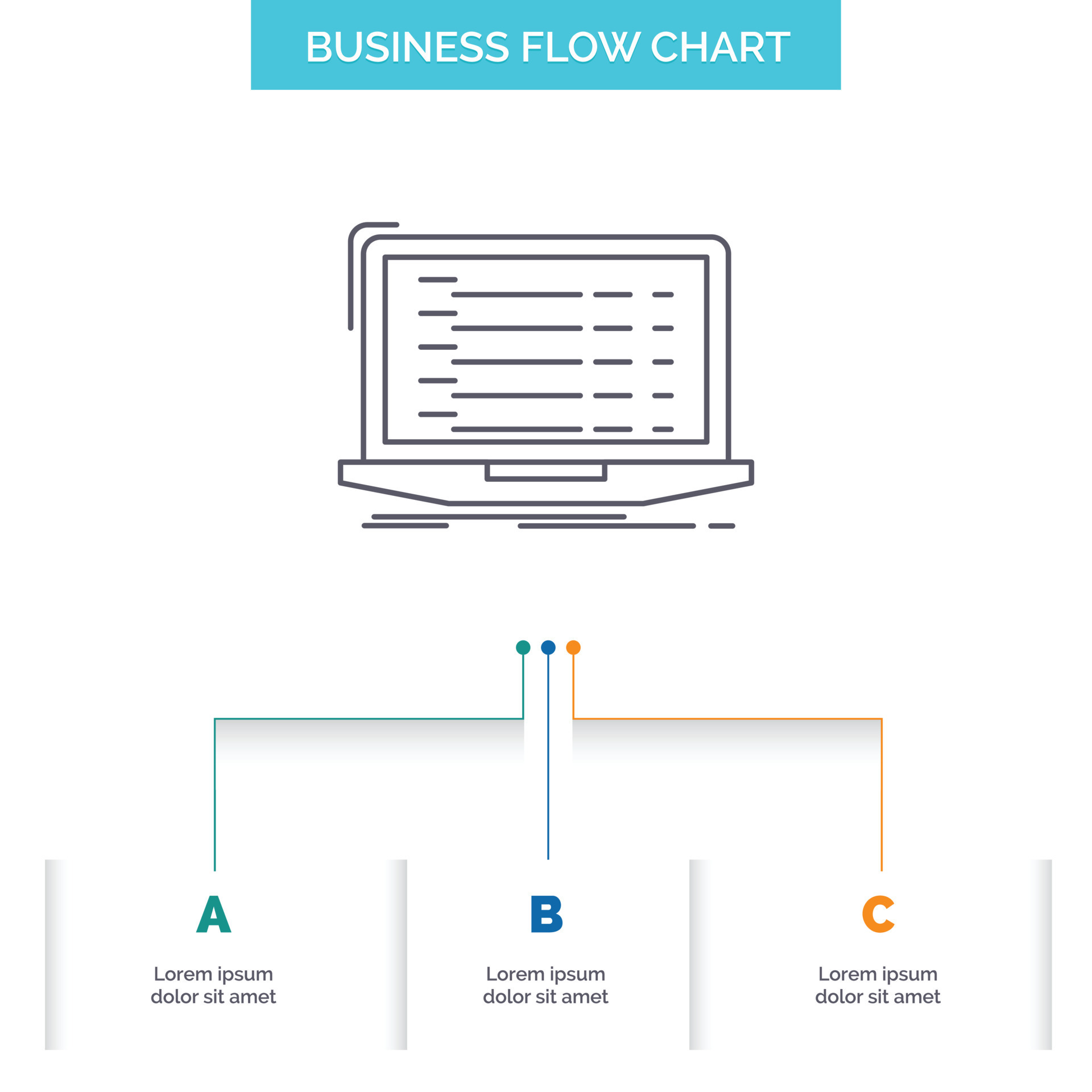 Api. app. coding. developer. laptop Business Flow Chart Design with 3 Steps. Line Icon For ...