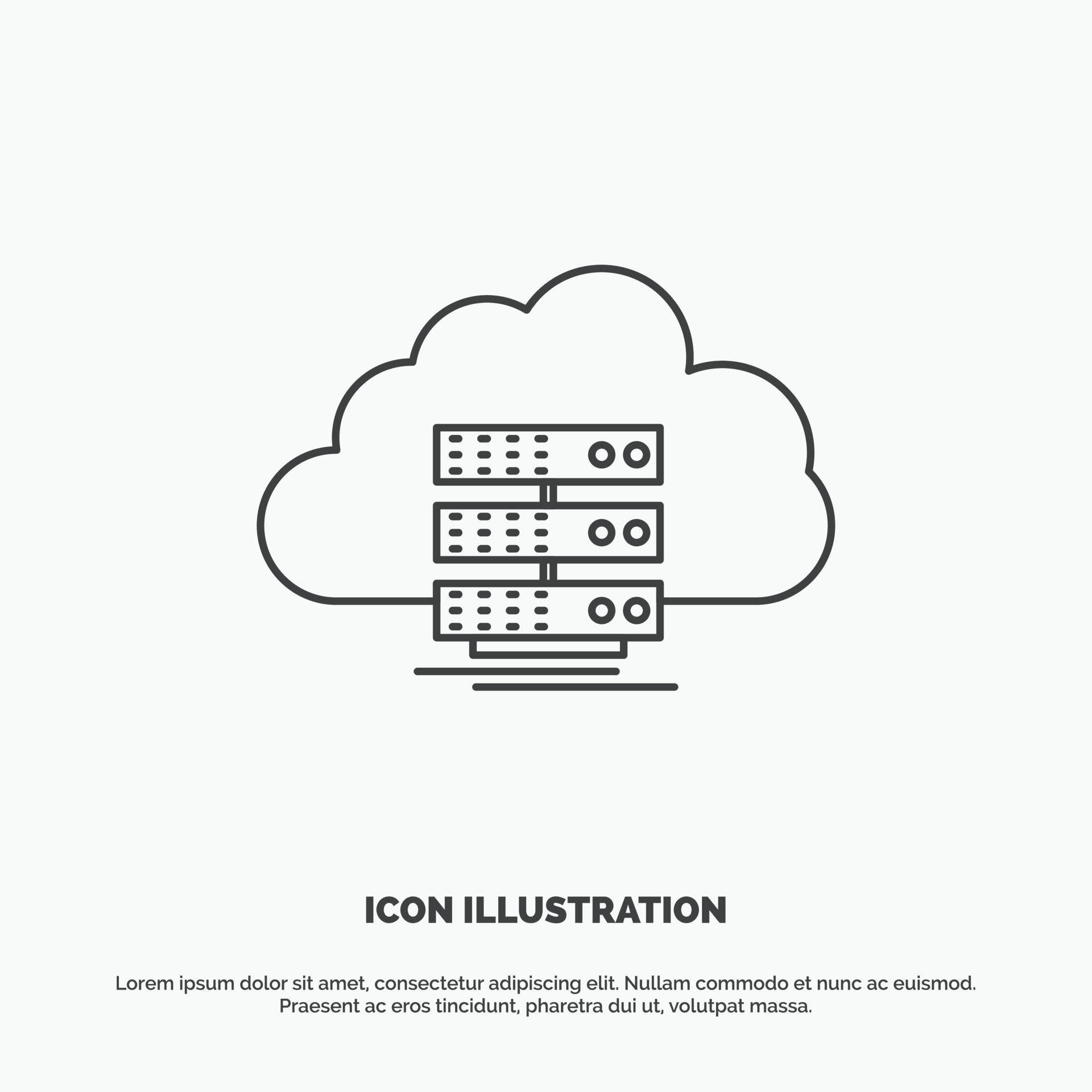 Cloud Storage Computing Data Flow Icon Line Vector Gray Symbol For