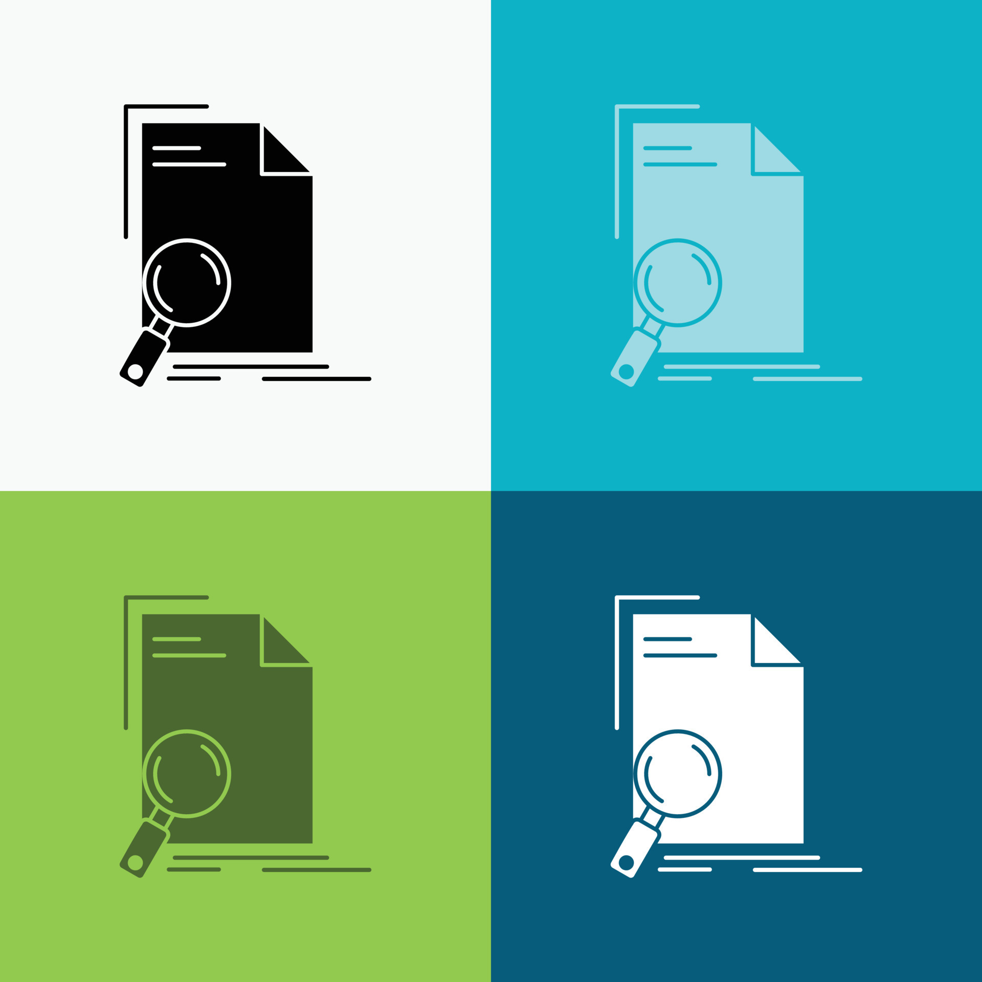 Analysis. document. file. find. page Icon Over Various Background. glyph style design. designed ...