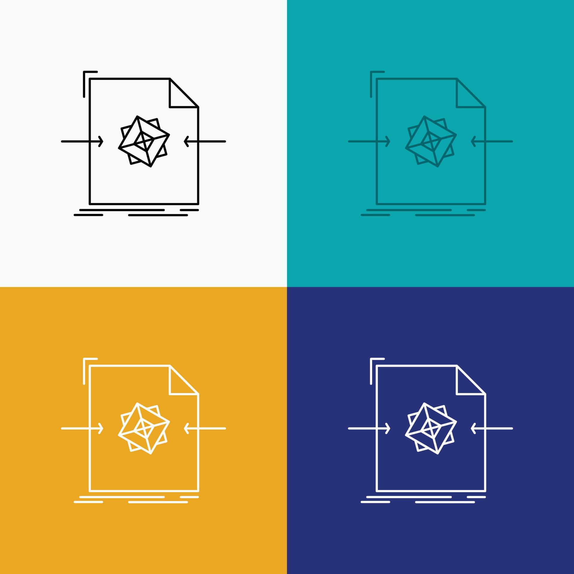 3d Document File Object Processing Icon Over Various Background Line Style Design Designed