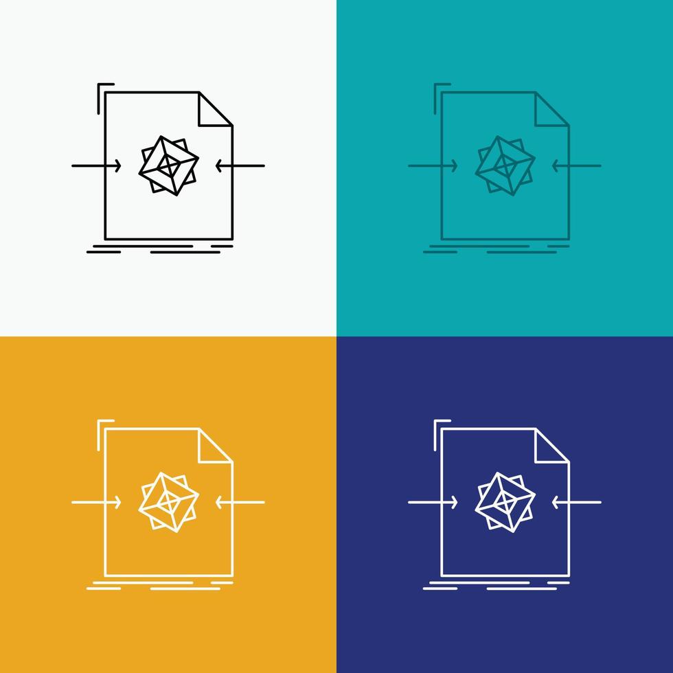 3d Document File Object Processing Icon Over Various Background Line Style Design Designed