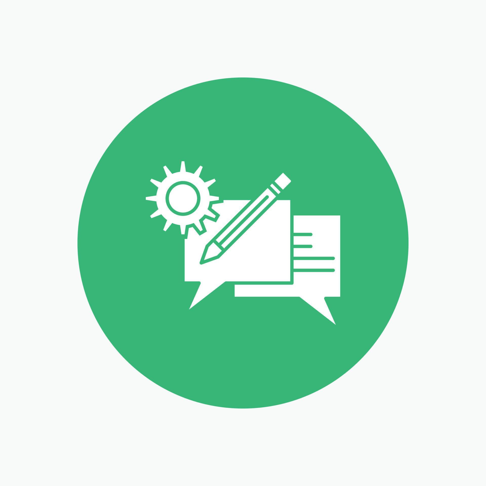 Chat Communication Discussion Setting Message White Glyph Icon In Circle Vector Button