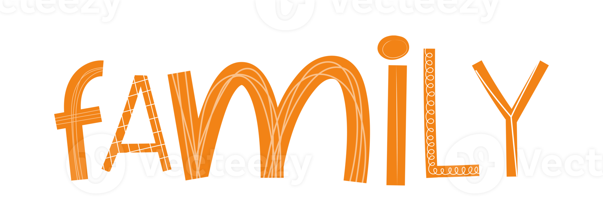 Children comic orange Family word stickers. Children style. 12793461 PNG