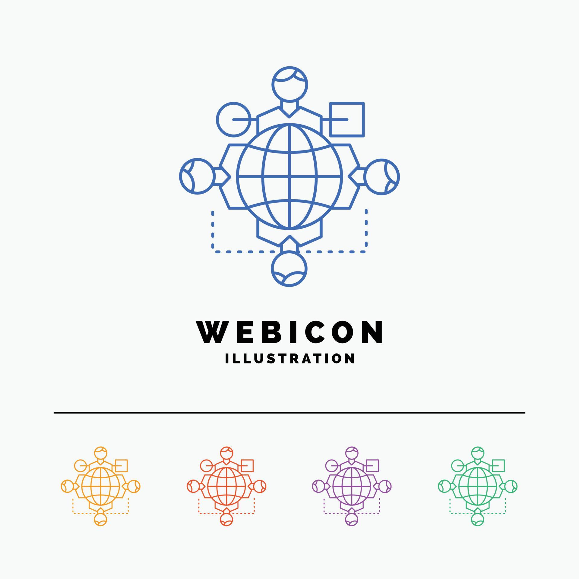Function Instruction Logic Operation Meeting 5 Color Line Web Icon Template Isolated On