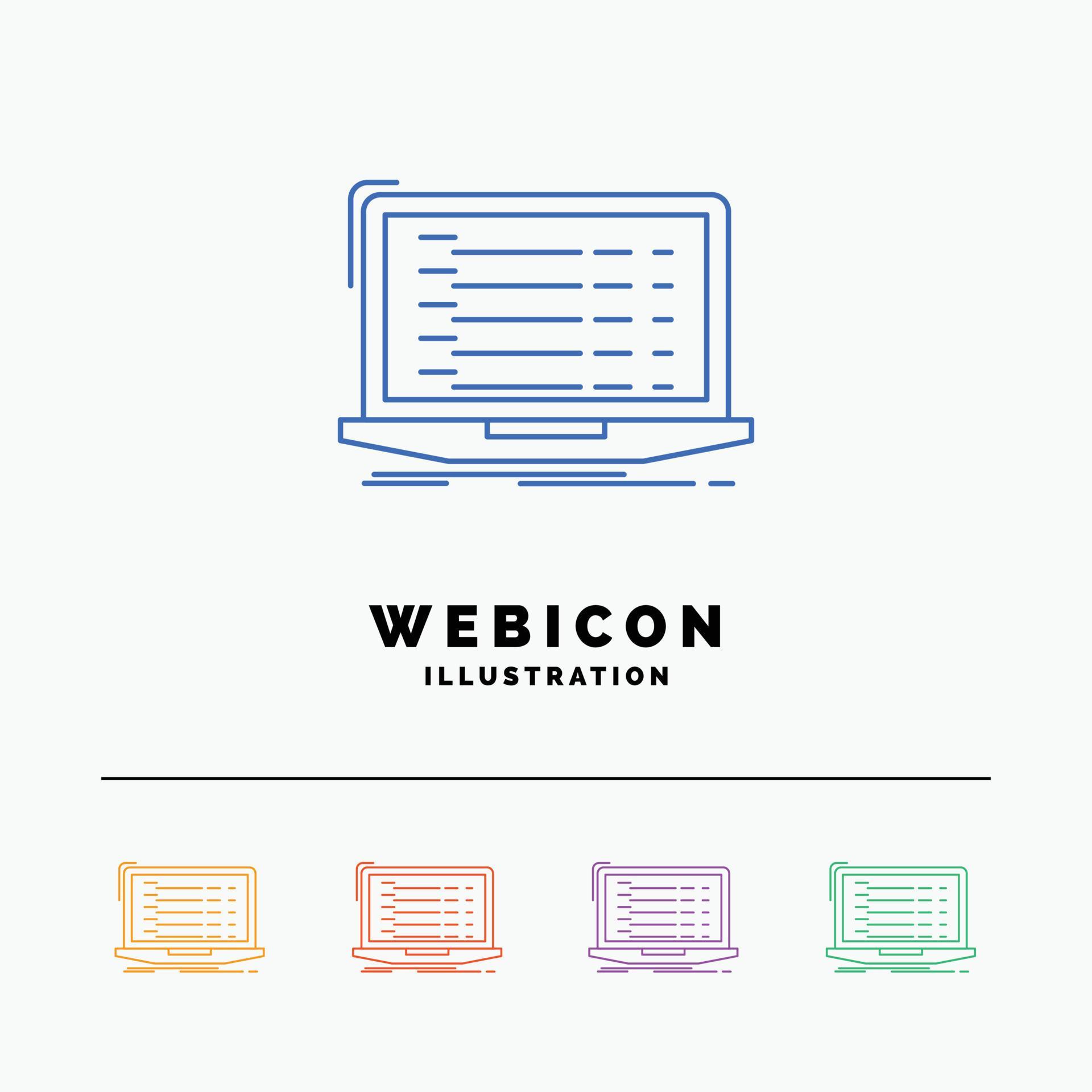 Api App Coding Developer Laptop 5 Color Line Web Icon Template Isolated On White Vector